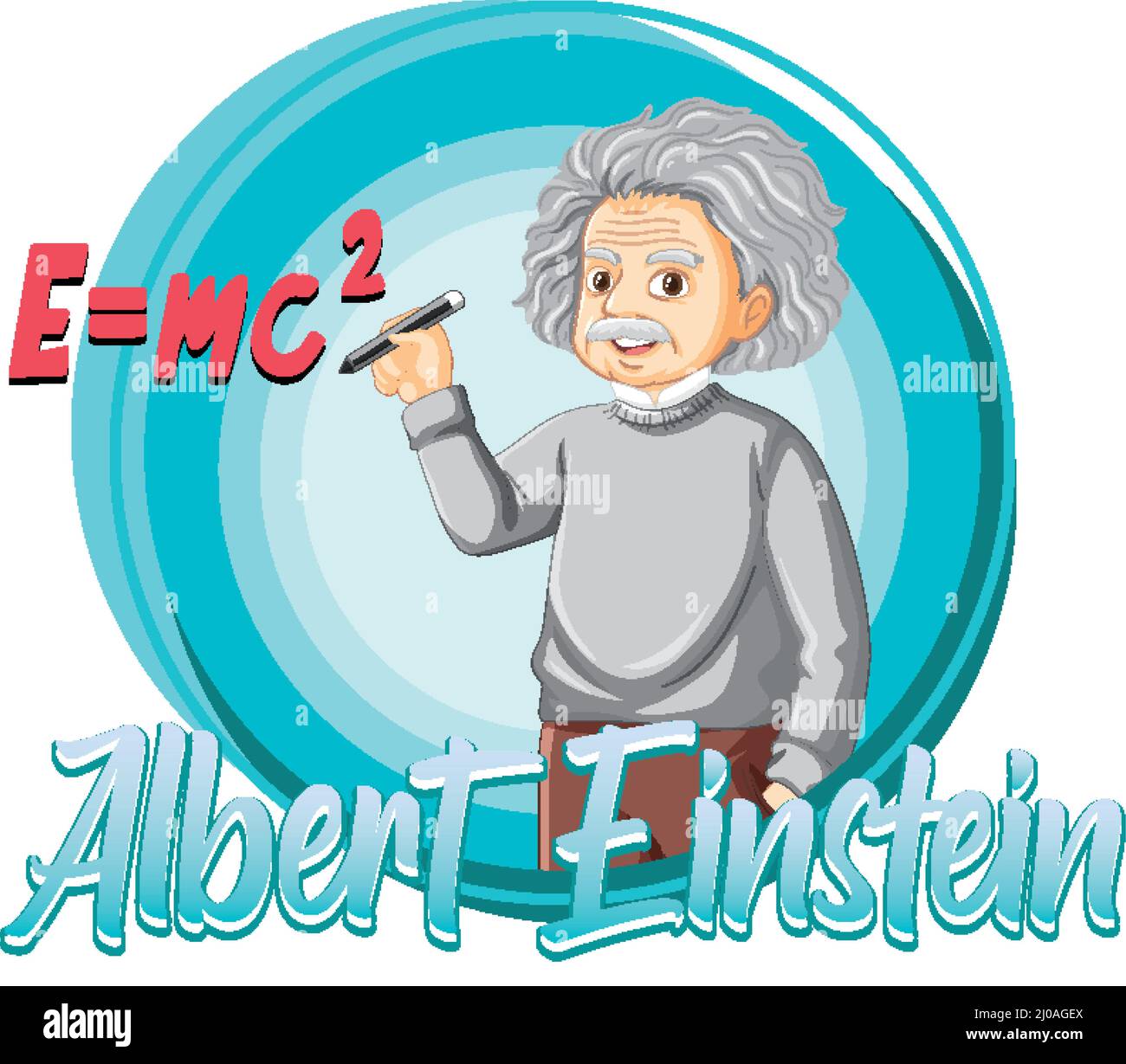 Portrait of Albert Einstein in cartoon style illustration Stock Vector ...