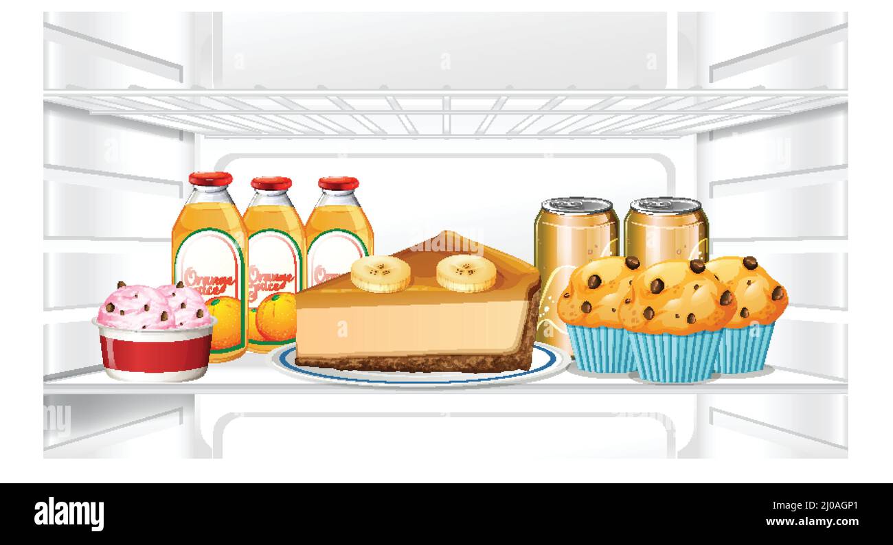 An inside the refrigerator with food illustration Stock Vector Image ...