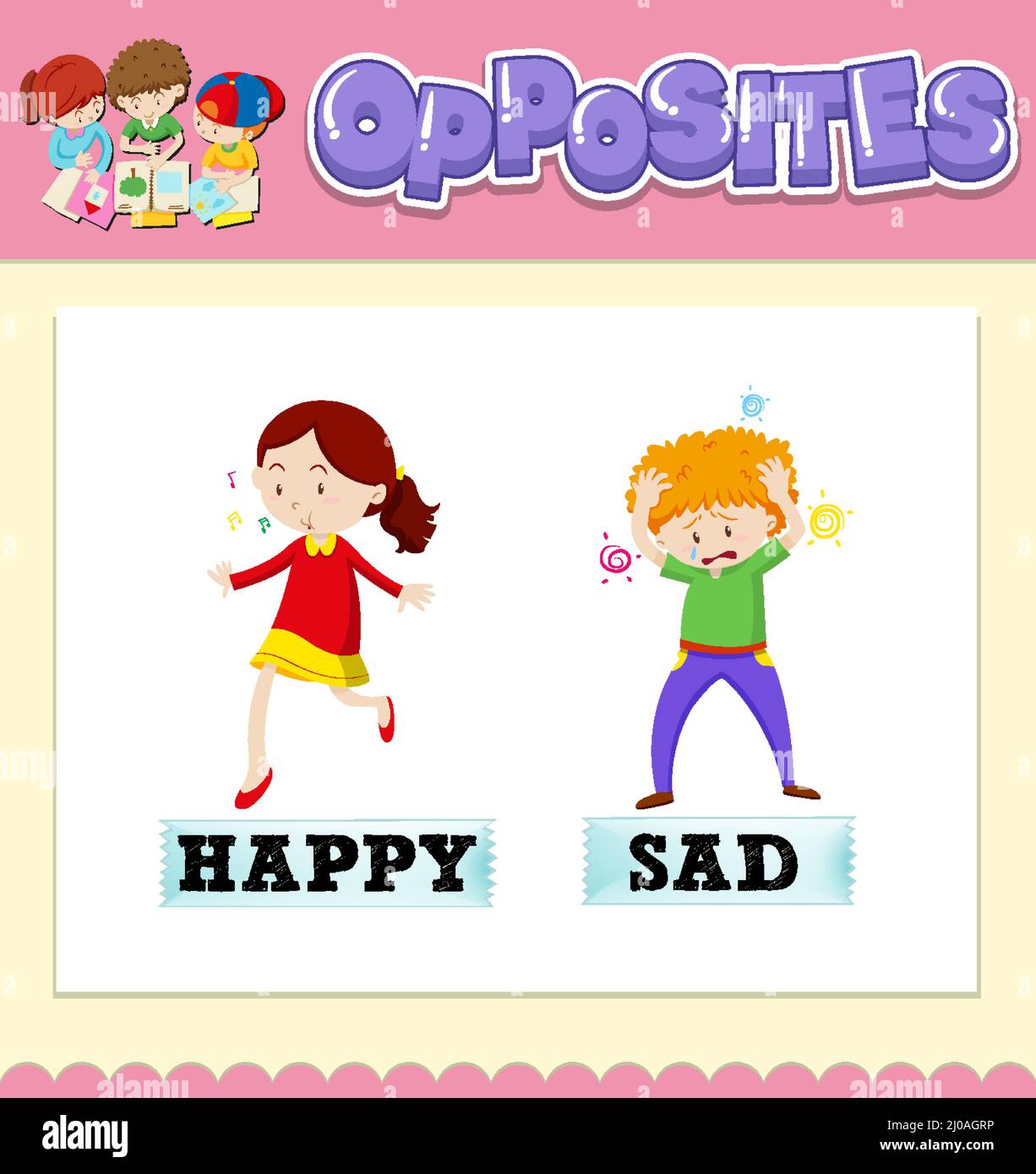Opposite words for happy and sad illustration Stock Vector Image & Art ...