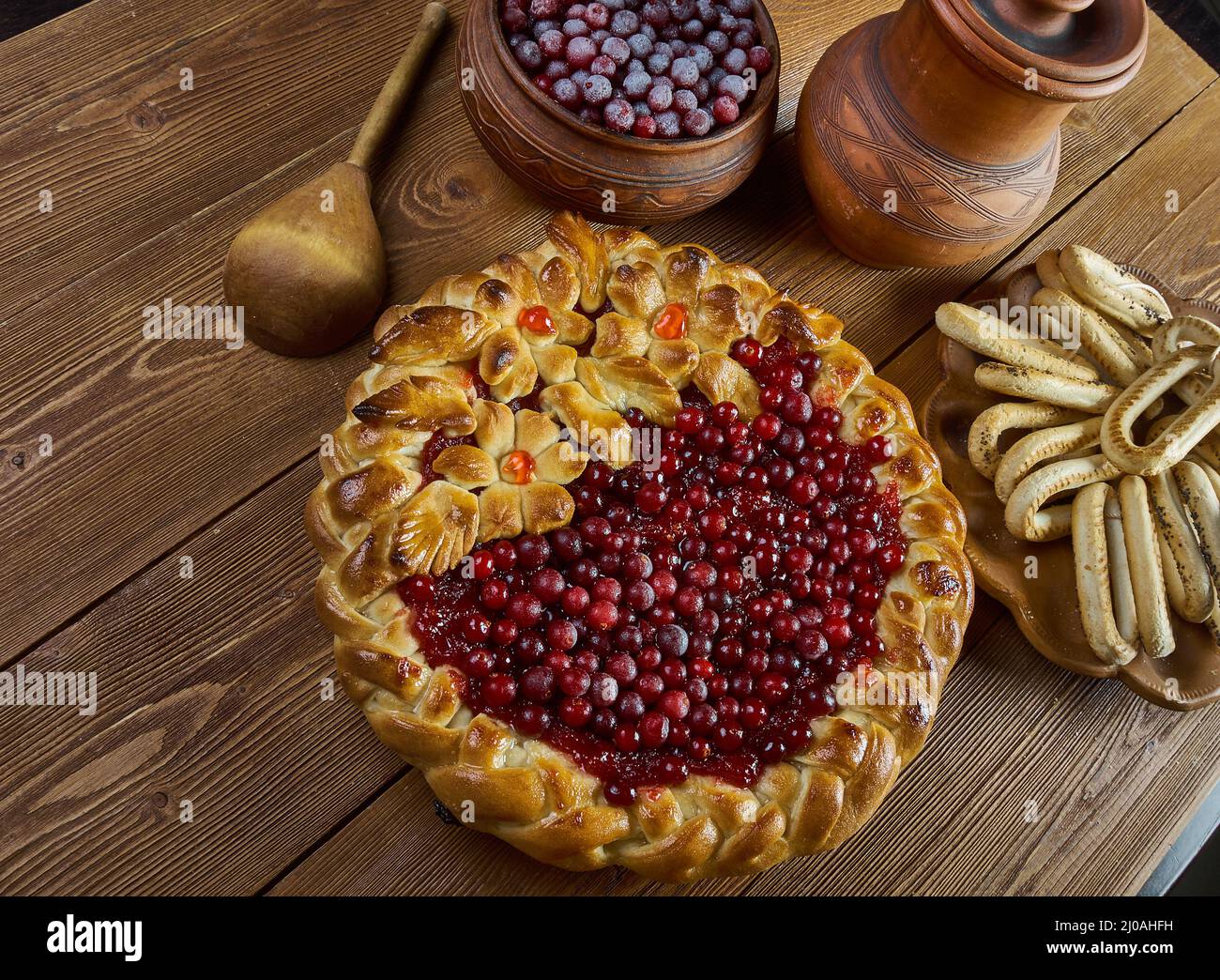 scandinavian pie with cranberries, Homemade traditional pastries Stock ...