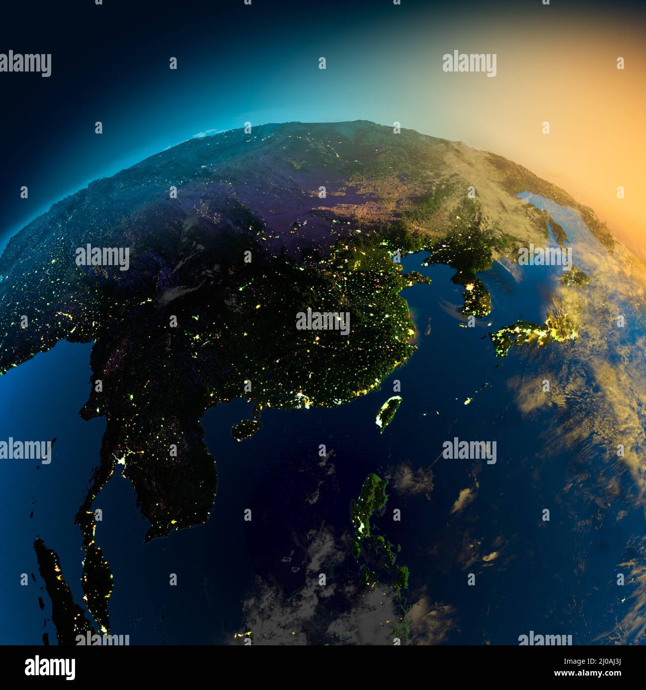 East asia map satellite hi-res stock photography and images - Alamy