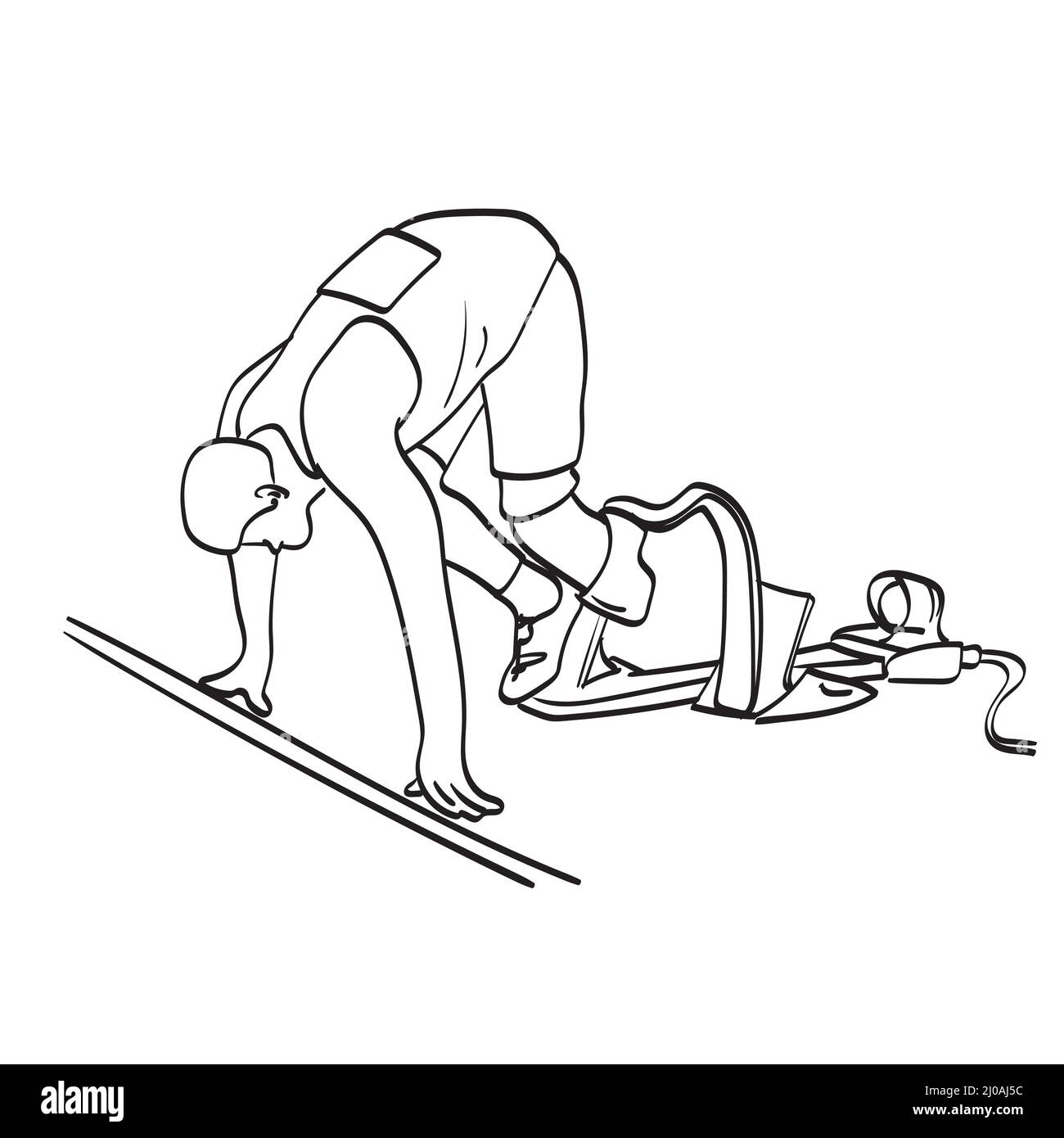 line art start position of athlete with handicap illustration vector ...