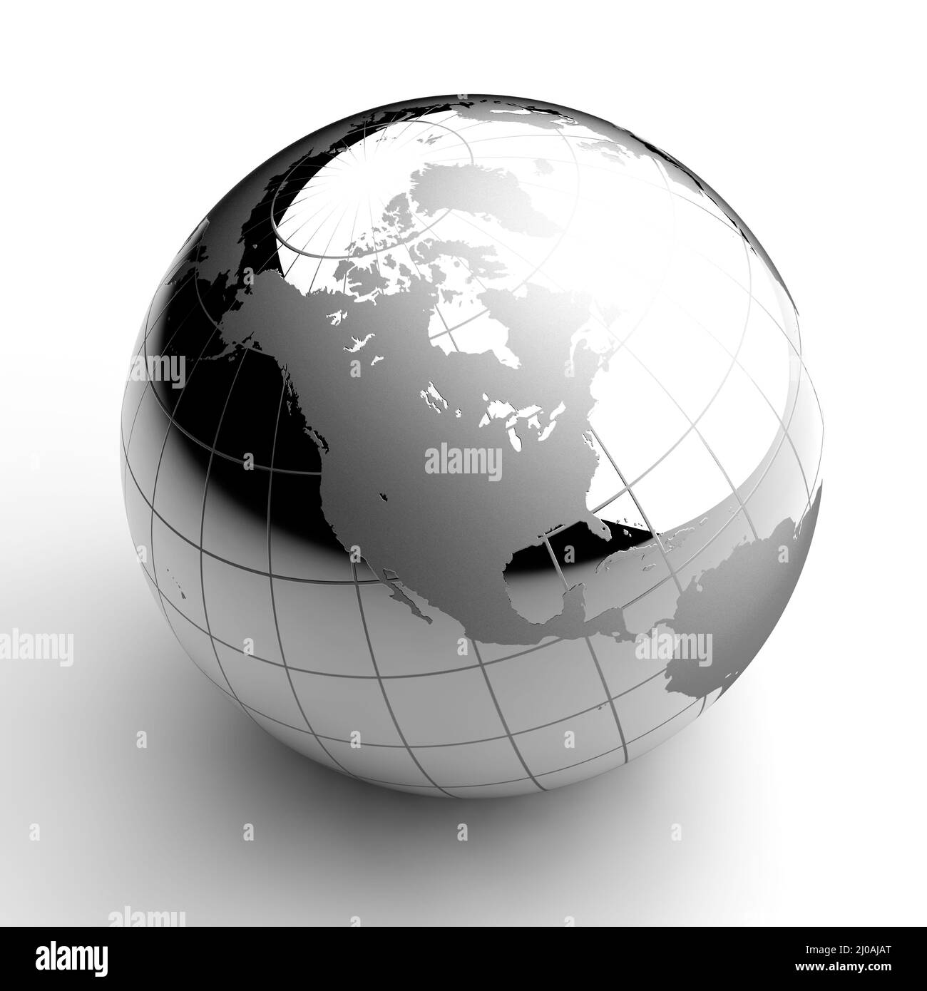 3d world map chrome hi-res stock photography and images - Alamy