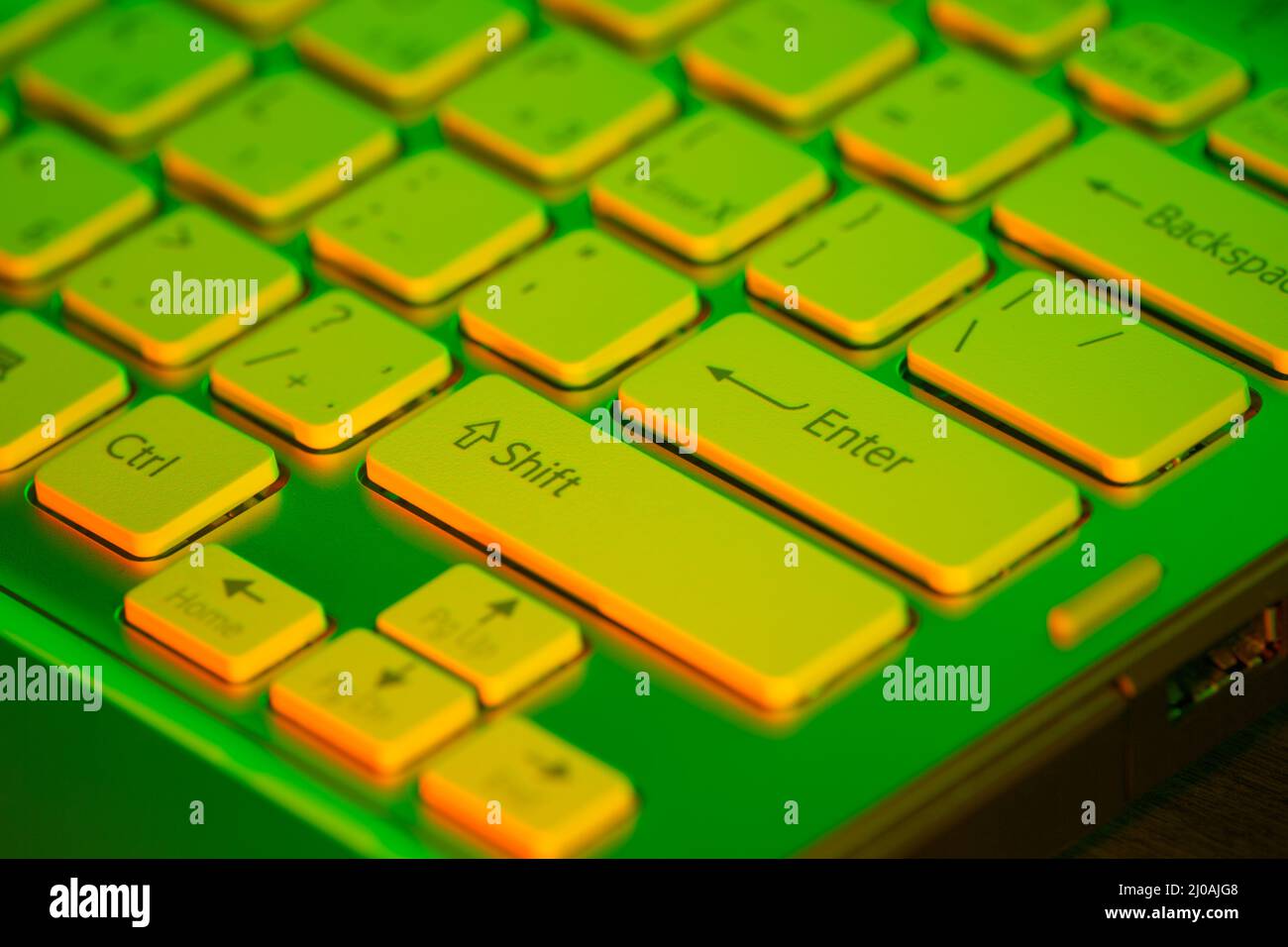 Keyboard of an open notebook. Closeup Stock Photo - Alamy