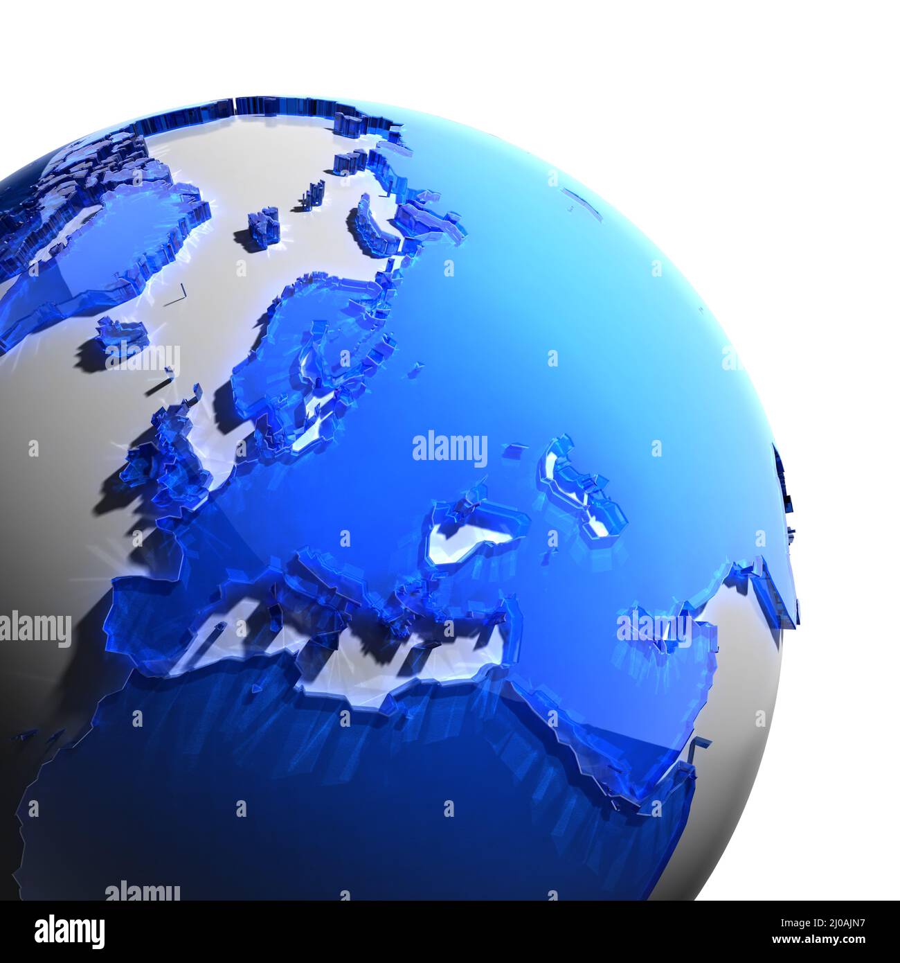 A fragment of the Earth with continents of blue glass Stock Photo - Alamy