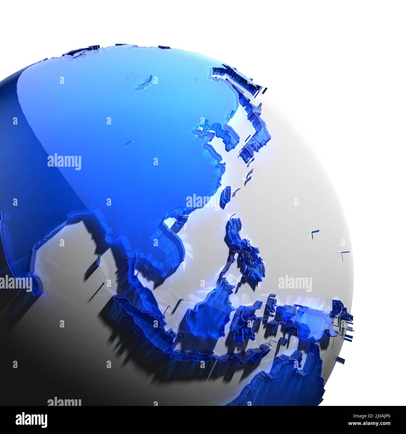 A fragment of the Earth with continents of blue glass Stock Photo - Alamy