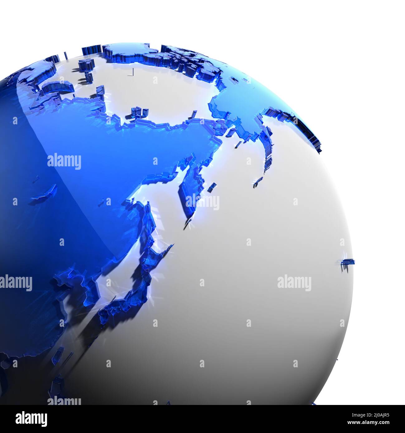 A fragment of the Earth with continents of blue glass Stock Photo - Alamy