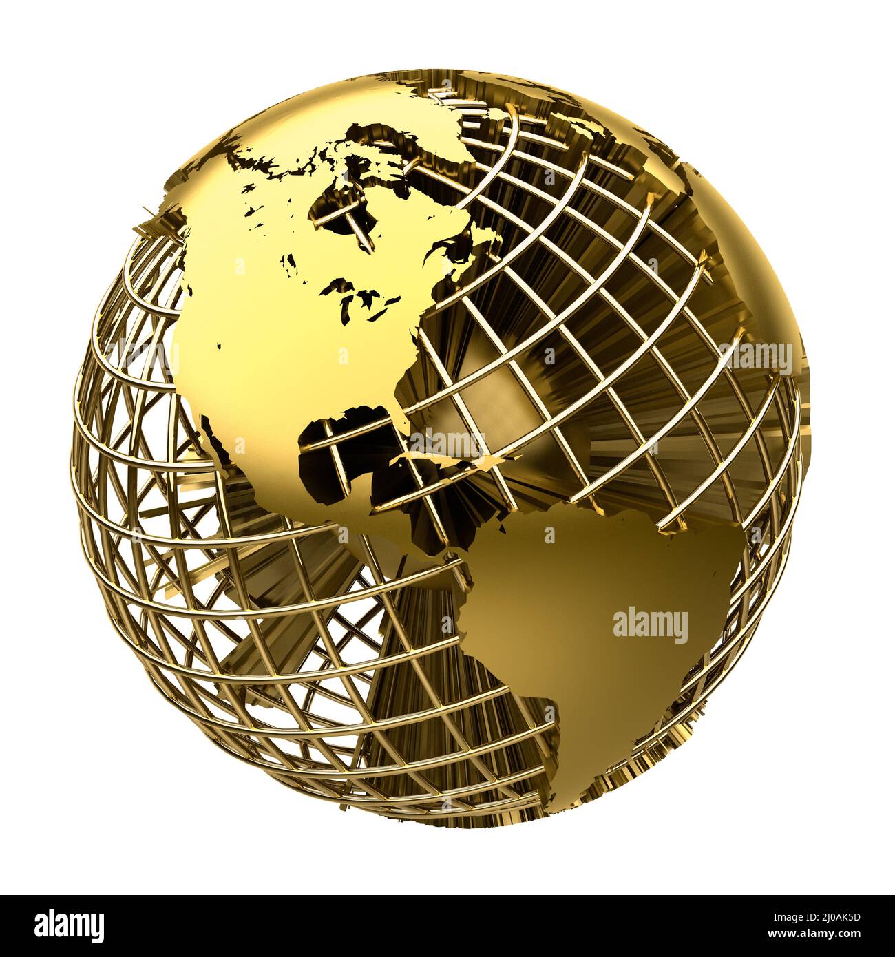 Stylized golden model of the Earth Stock Photo - Alamy