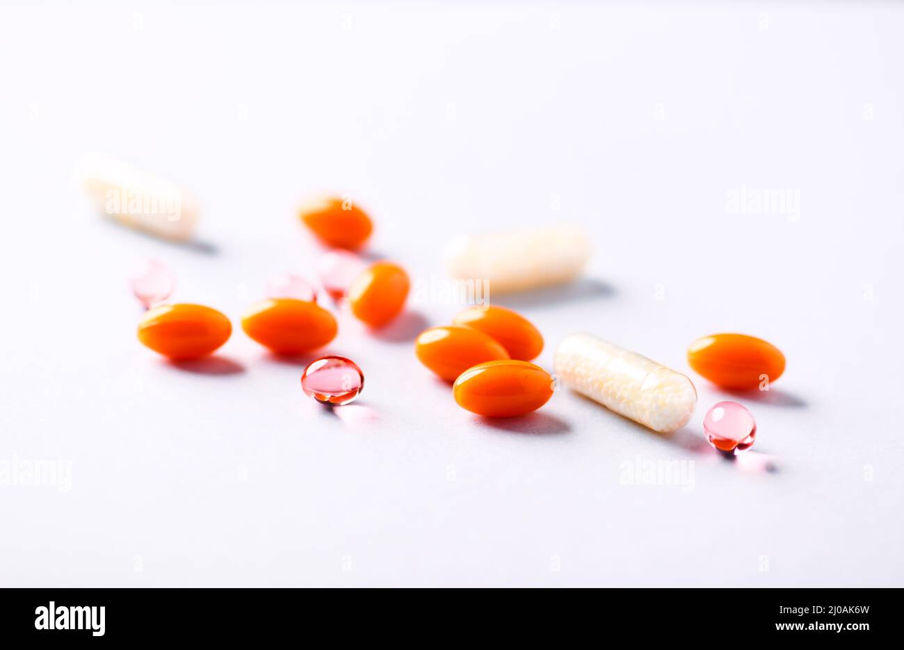 Vitamin E, Coenzyme Q10 and Vitamin C capsules. Antioxidants. Concept ...