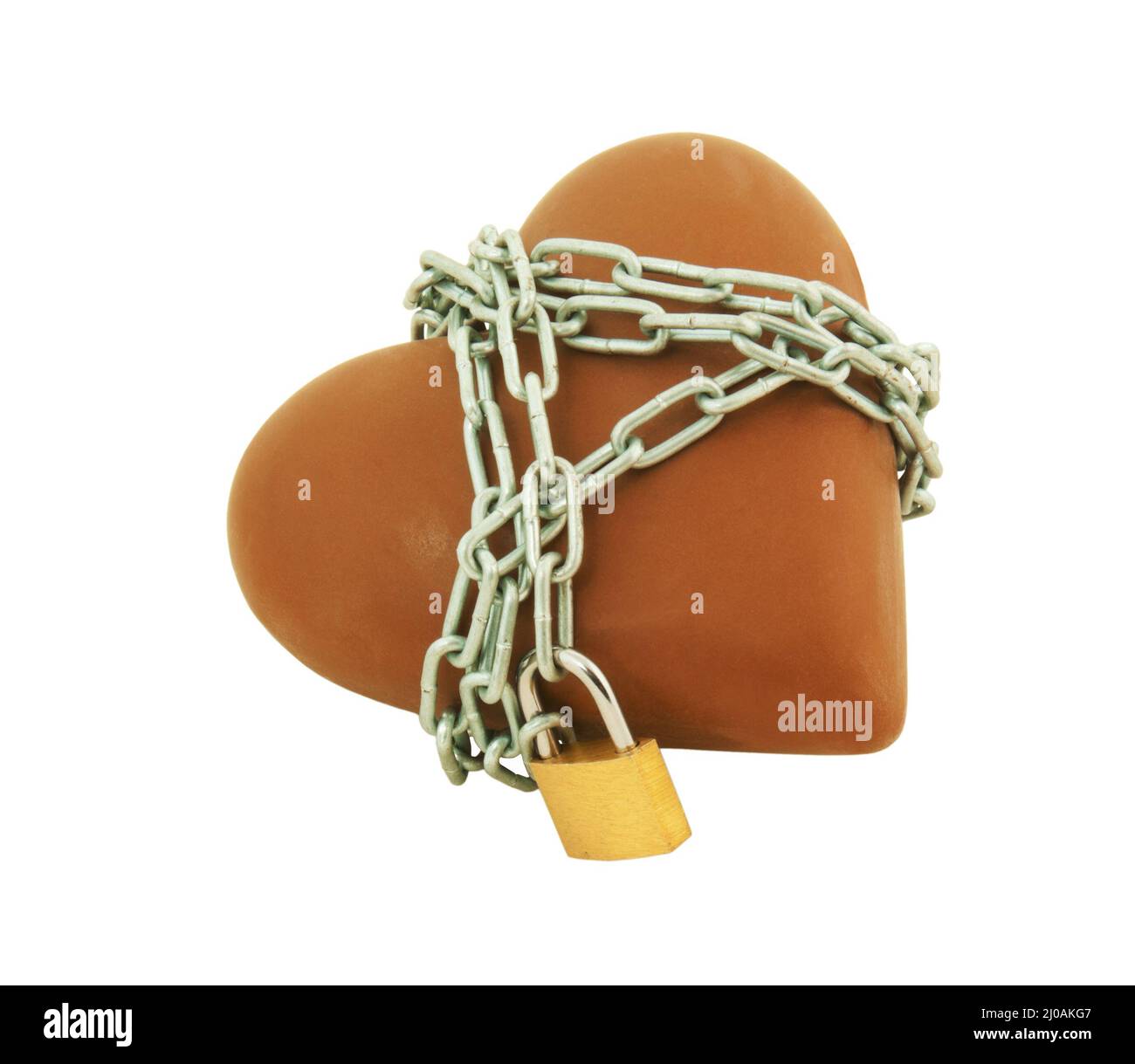 Heart shaped chocolate tied up with chains Stock Photo - Alamy