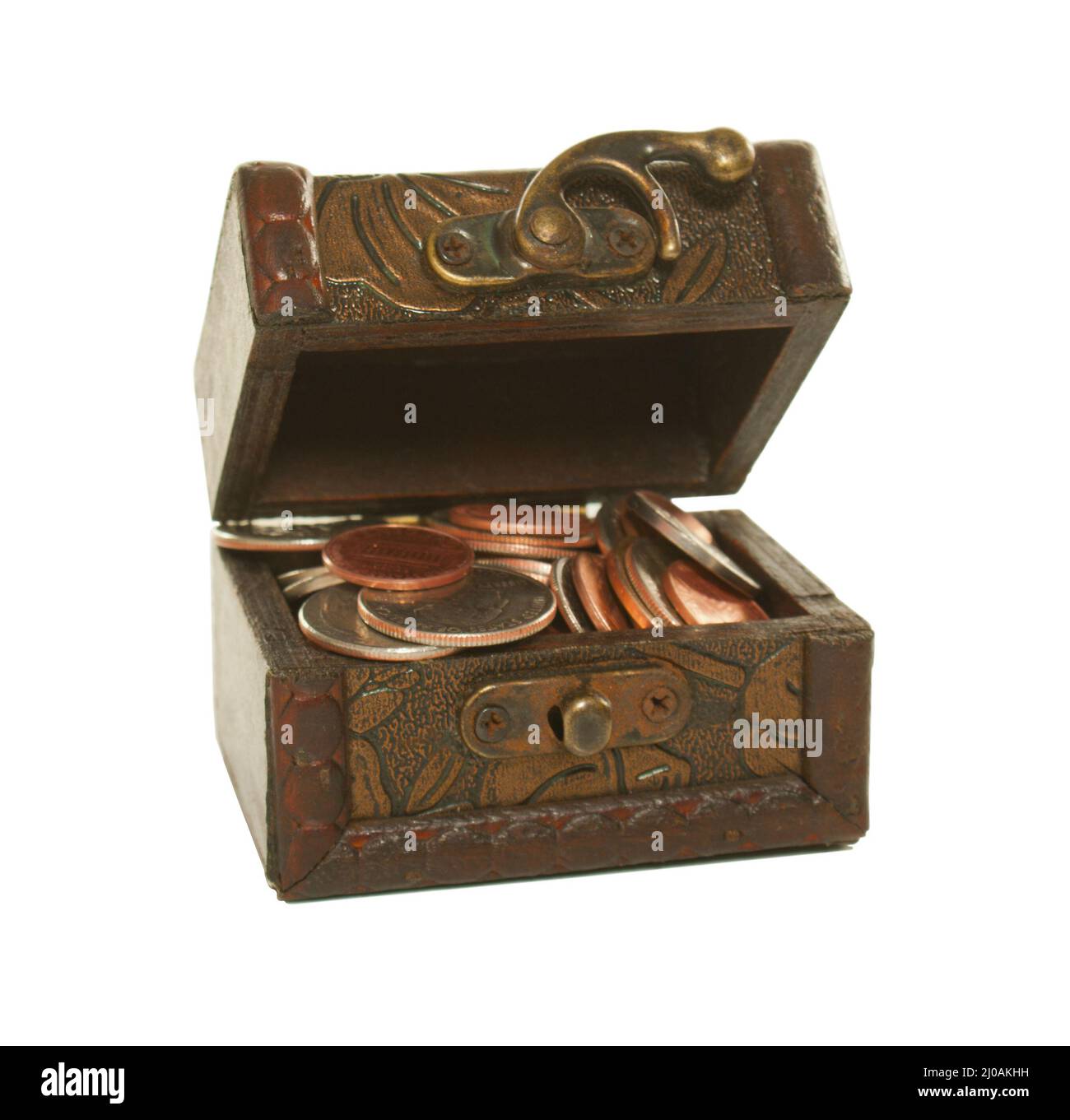 Brown box full coins hi-res stock photography and images - Alamy