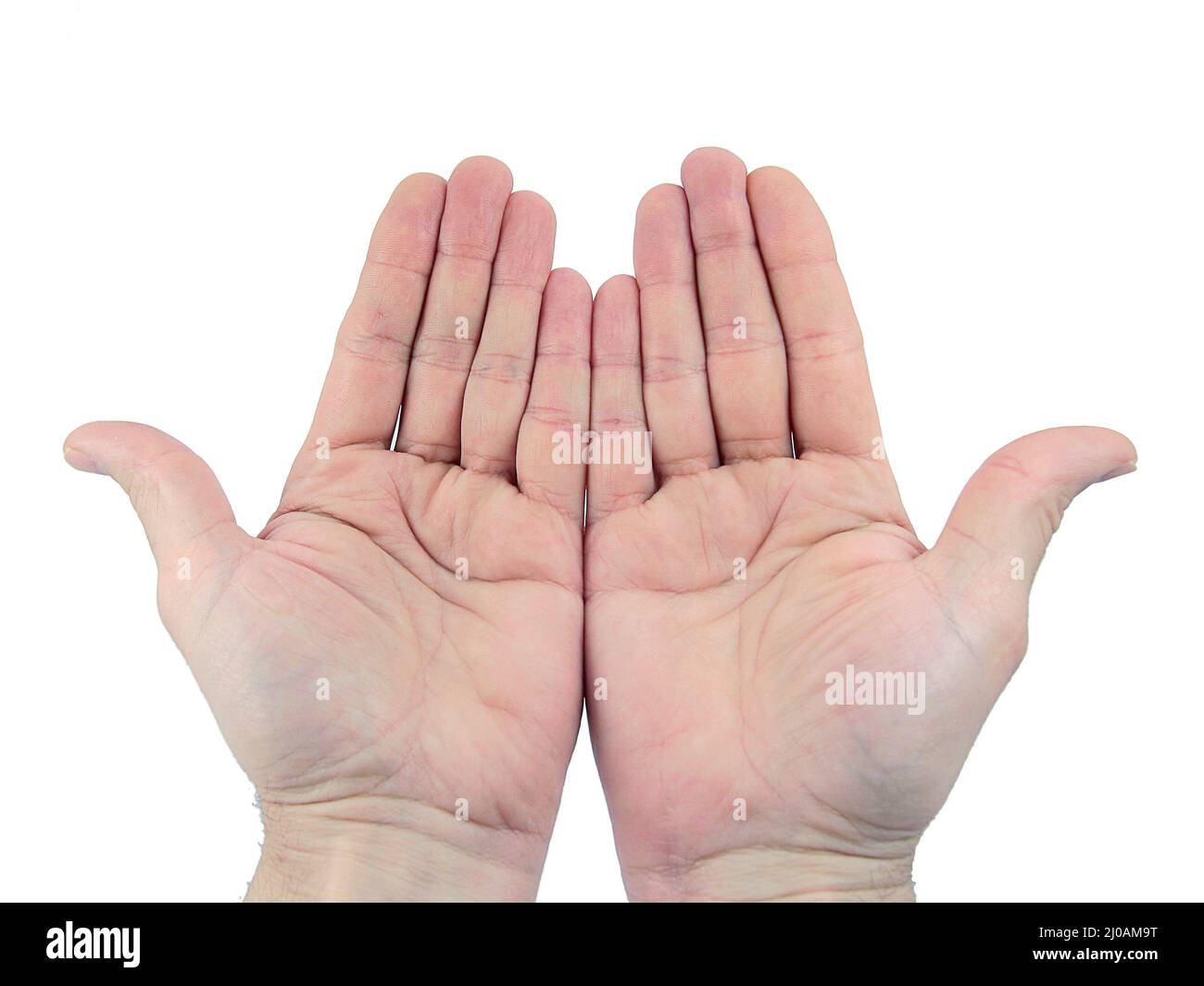 The open hands of man on white background Stock Photo - Alamy