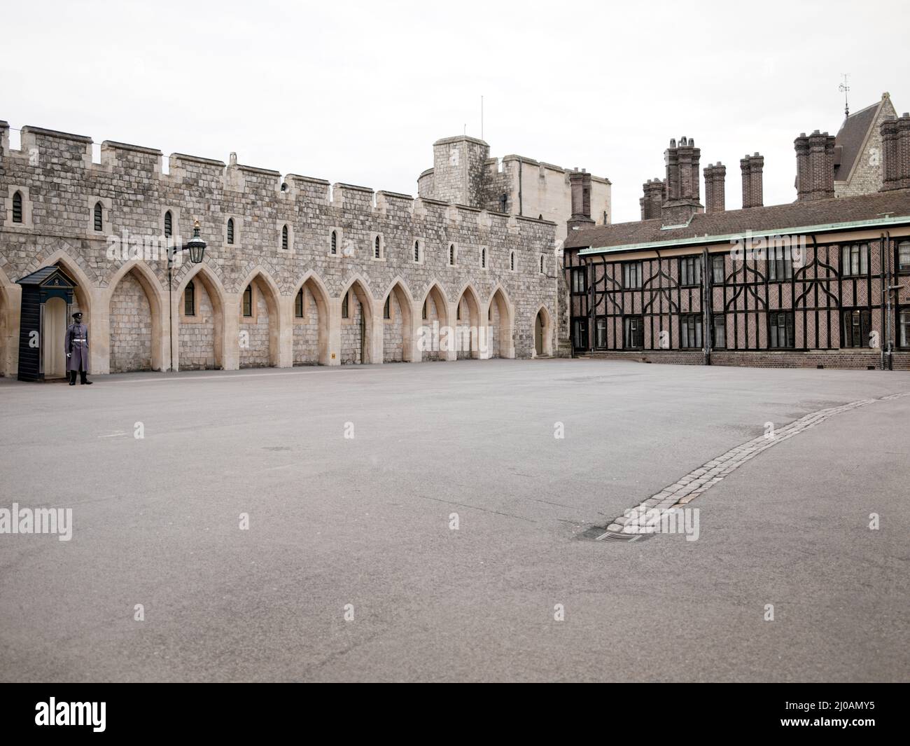 Castle Walls with Guard Stock Photo - Alamy
