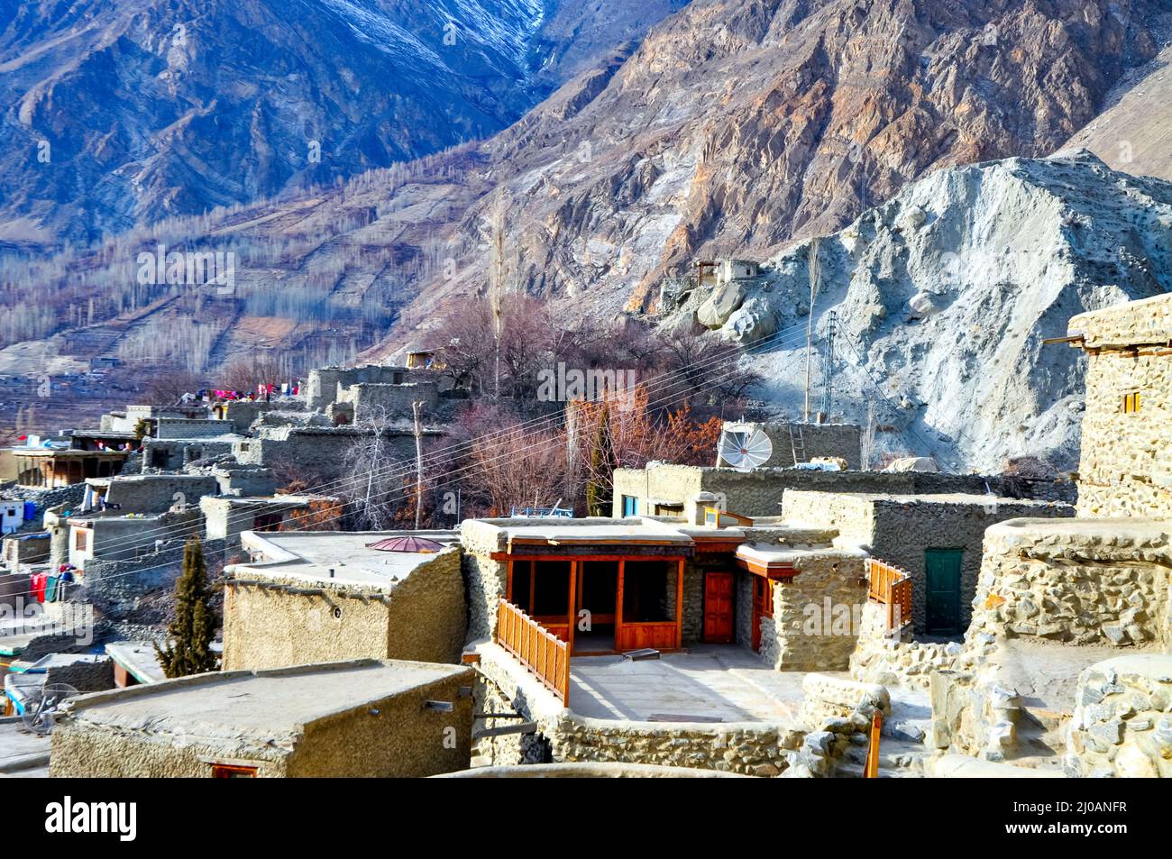 View of the Baltiti fort in the glacial Karakoram mountains in the ...