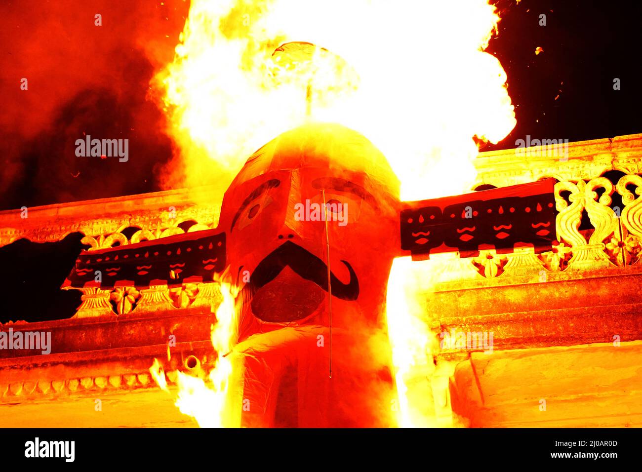 A View of Burning Effigy of Demon king Ravana during the Hindu festival ...