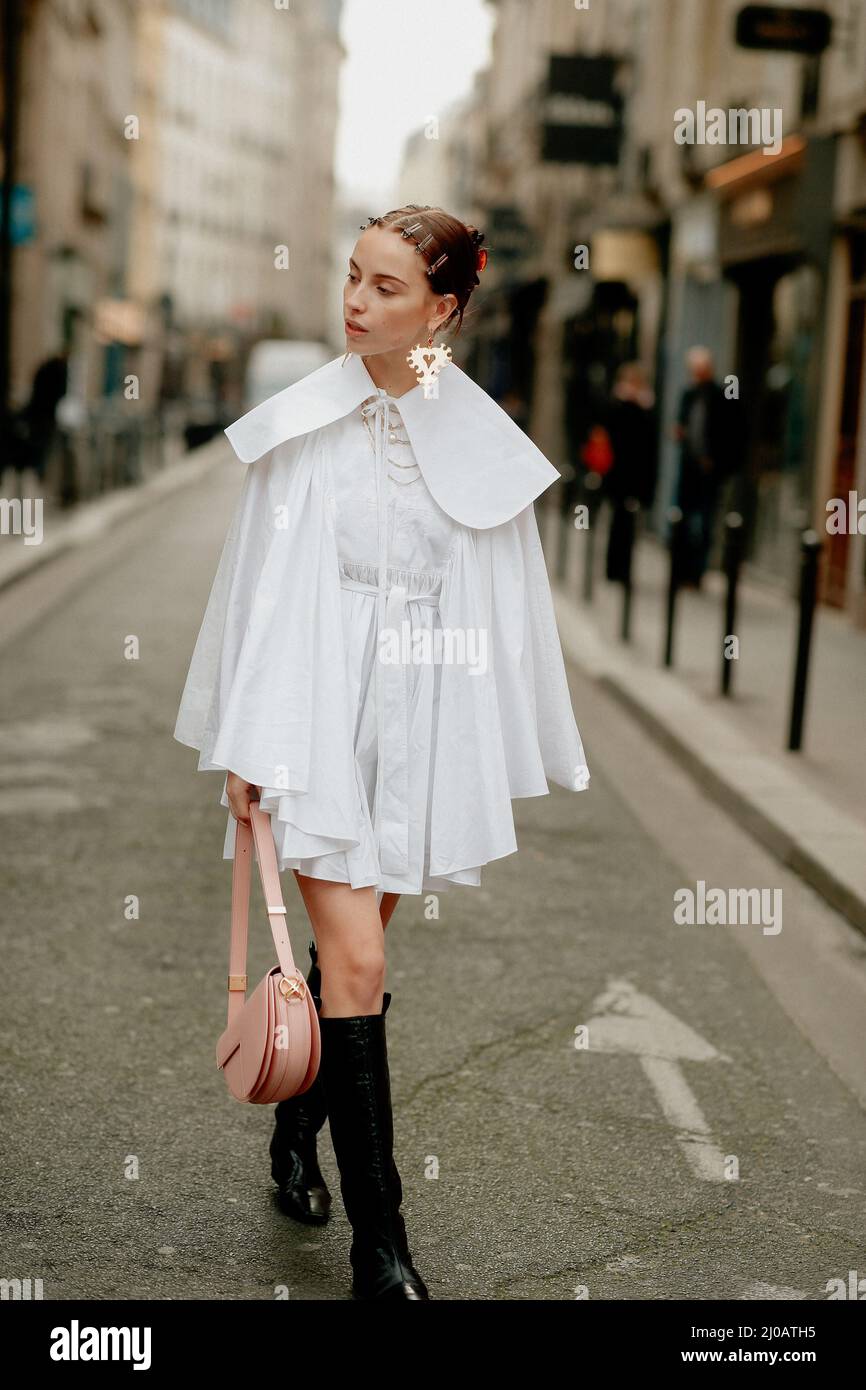 Street style, Marie Gaguech arriving at Patou Fall-Winter 2022-2023 ...