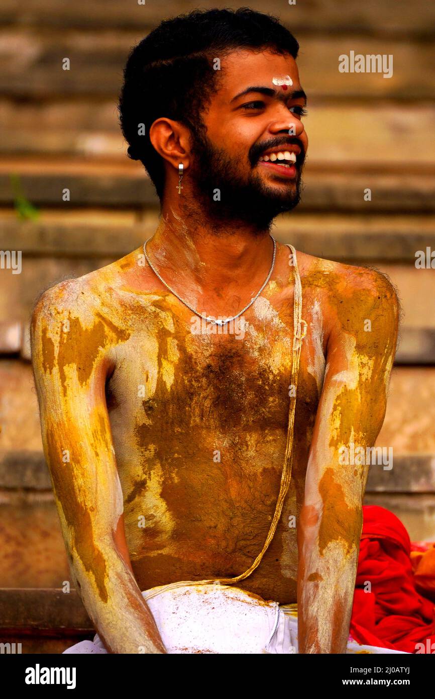 Indian Hindu offering Rituals During "Janai Purnima" festival or ...
