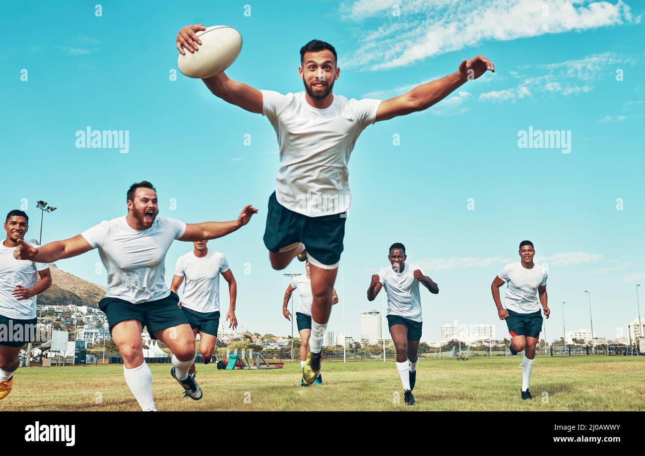 Starting the rugby season off with a bang. Shot of a rugby player ...