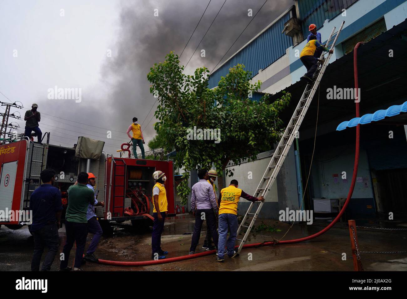 Smoke rises after a fire broke out at a Plastic Factory in Ajmer ...