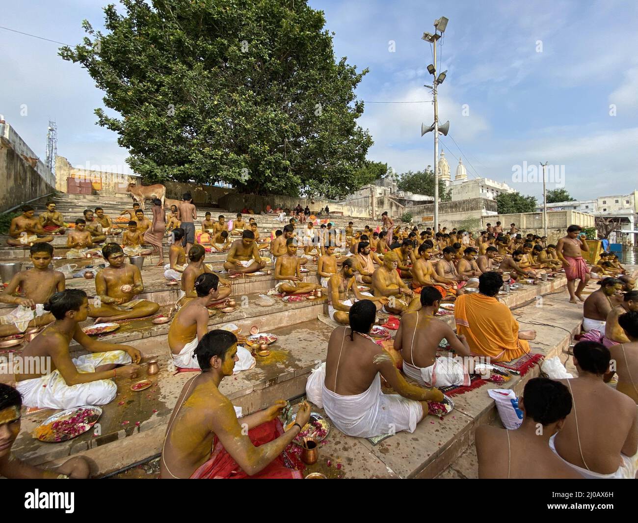Indian Hindu offering Rituals During "Janai Purnima" festival or ...