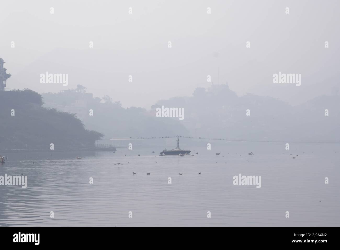 A view of Dense fog during cold winter morning in Ajmer, in the Indian state of Rajasthan on 16 ...