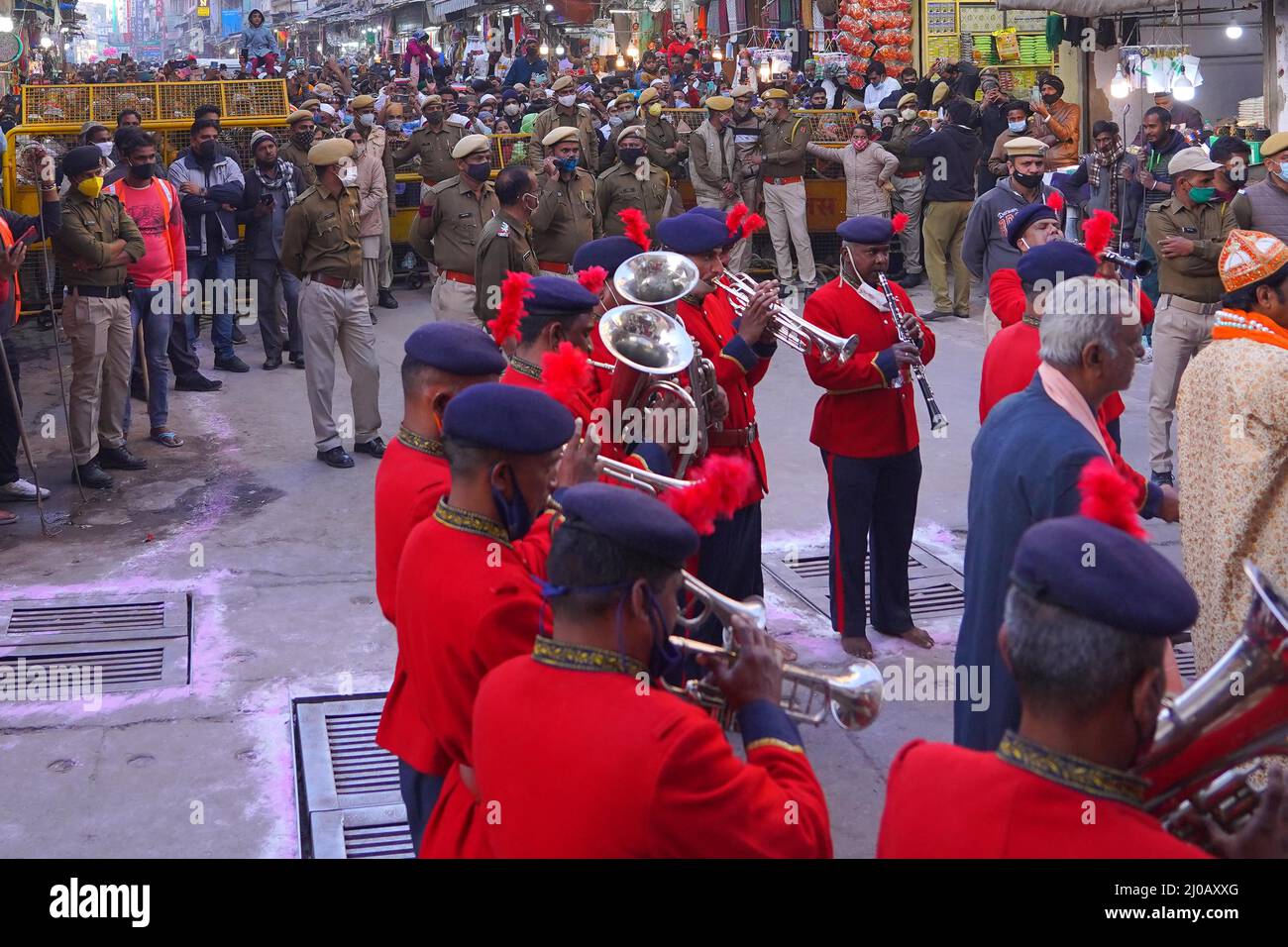 An Indian Muslim devotee takes part in the flag hoisting ceremony ...
