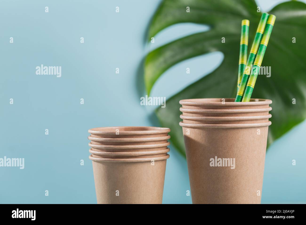 Catering and street fast food paper cups and straws. Accessories for ...