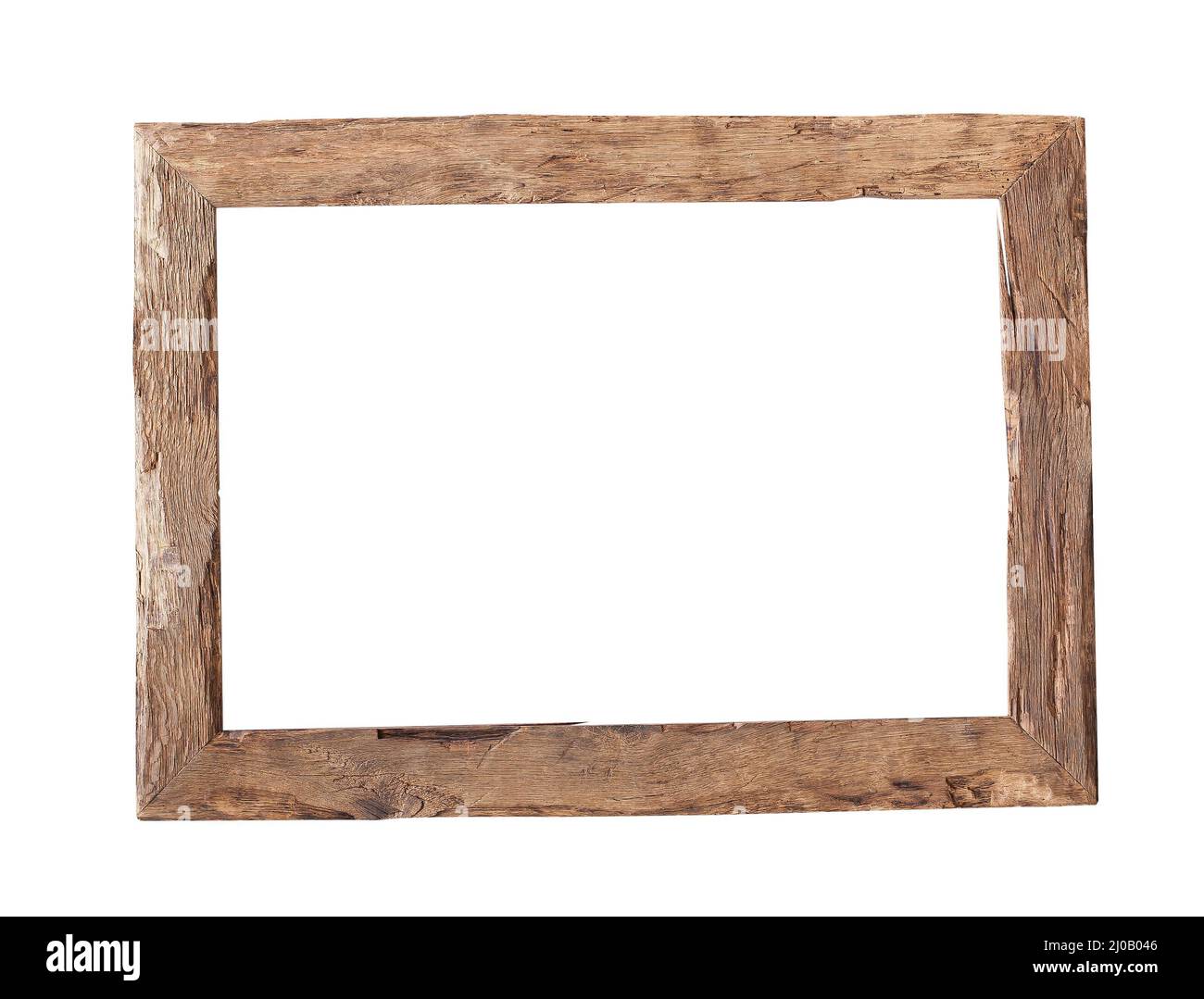 Wooden Frame. Rustic wood frame isolated on the white background with ...