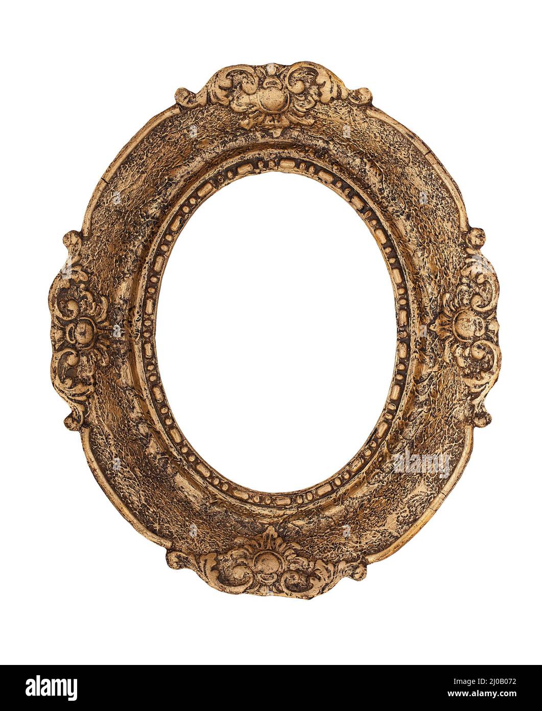 Ornate golden baroque frame isolated on the white background. Studio ...