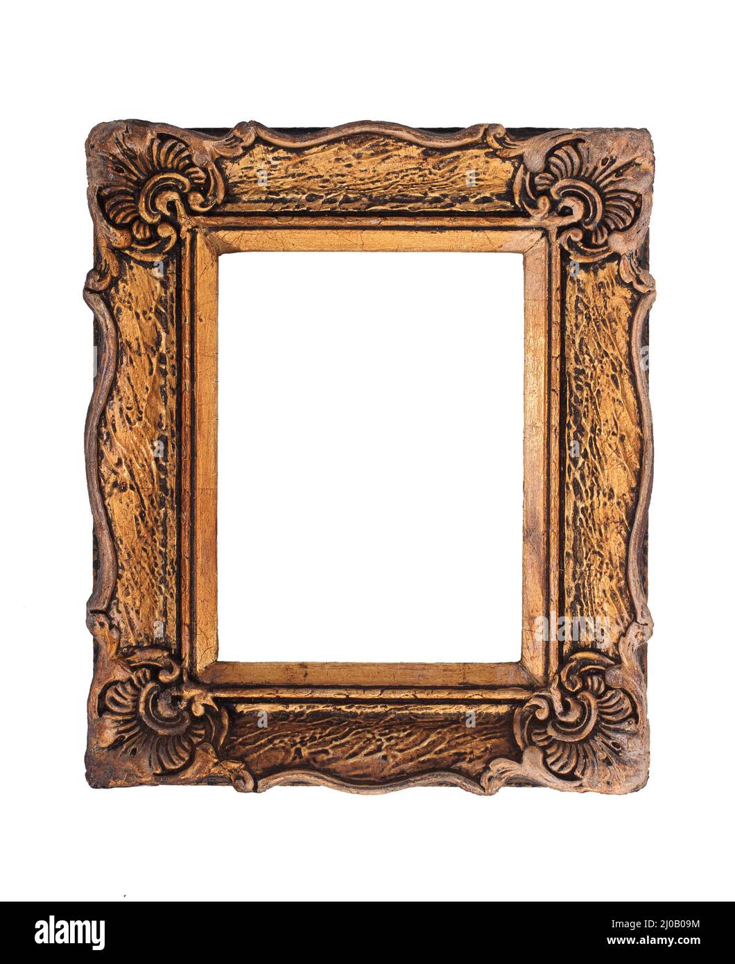 Ornate golden baroque frame isolated on the white background. Studio ...