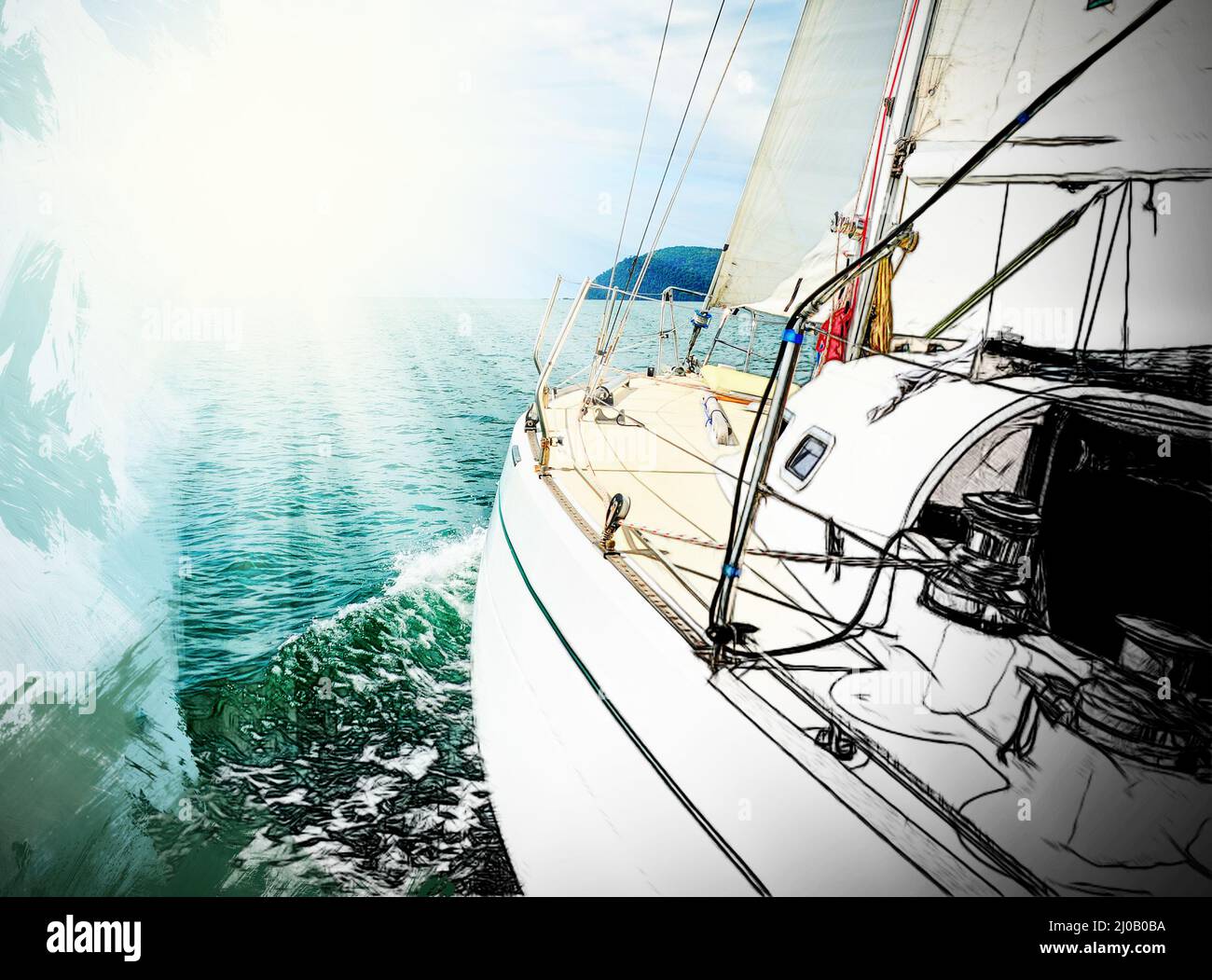 Yacht in the open sea Stock Photo - Alamy