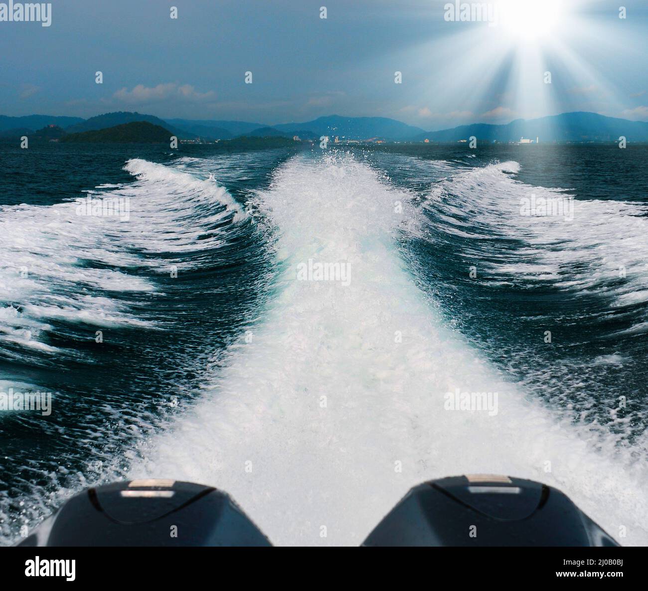 Tail of the sea from the speed boat Stock Photo - Alamy
