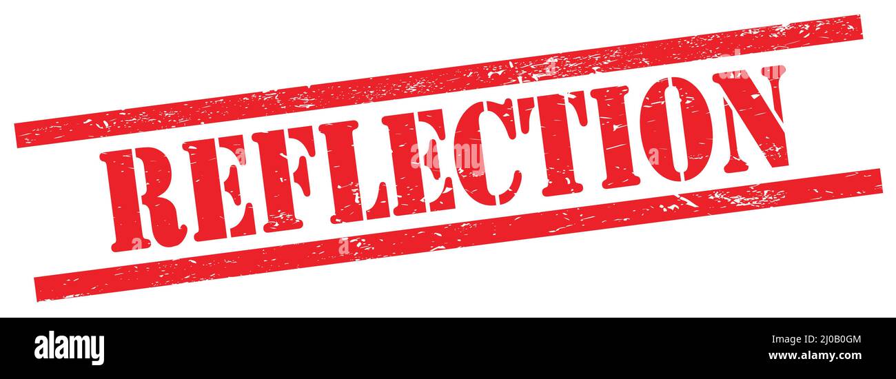 REFLECTION text on red grungy rectangle vintage stamp Stock Photo - Alamy