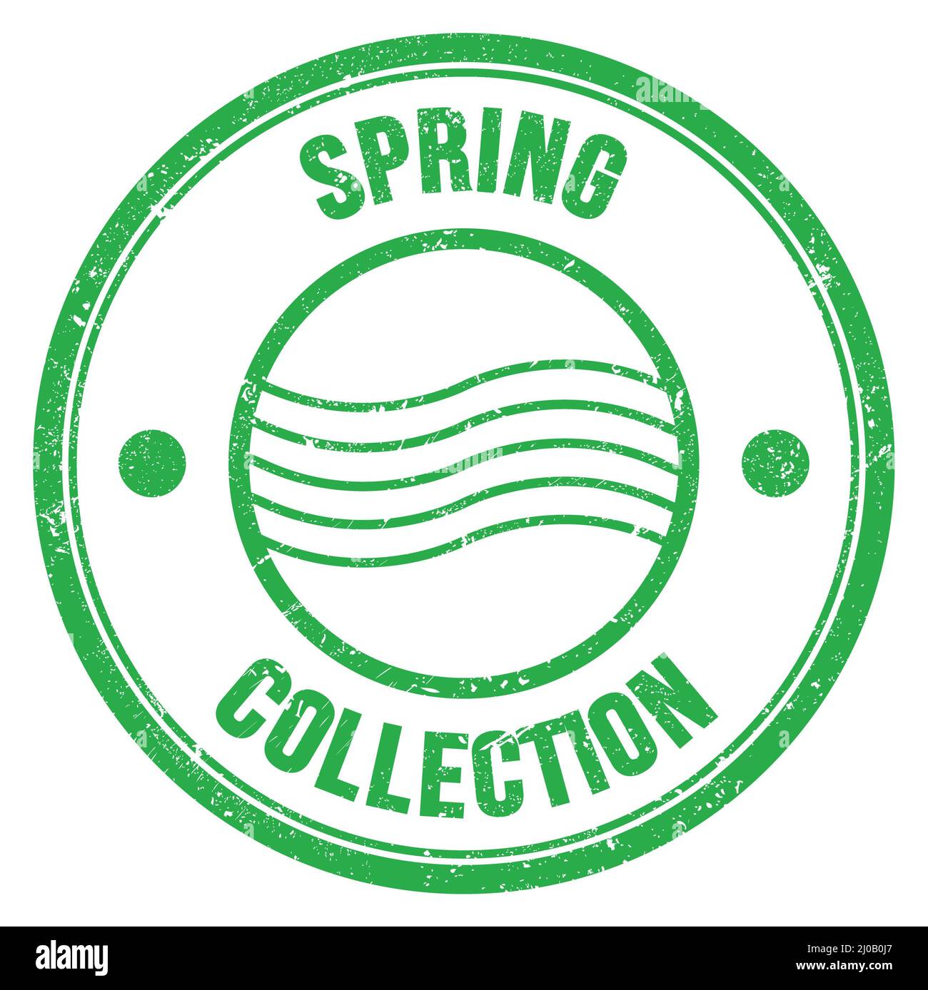 SPRING COLLECTION text written on green round postal stamp sign Stock ...