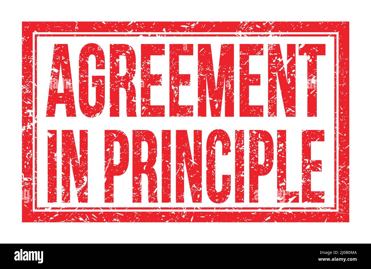 AGREEMENT IN PRINCIPLE, words written on red rectangle stamp sign Stock ...