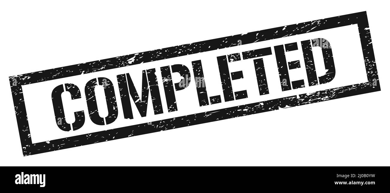 COMPLETED black grungy rectangle stamp sign Stock Photo - Alamy