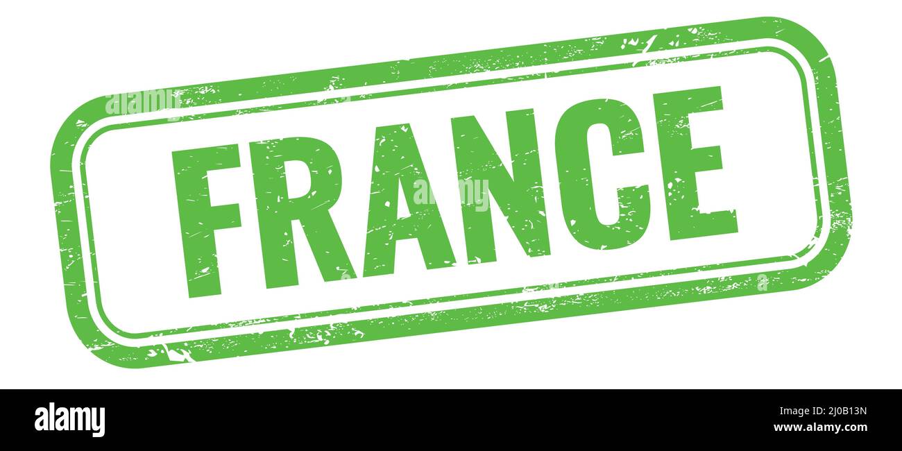 FRANCE text on green grungy vintage rectangle stamp Stock Photo - Alamy