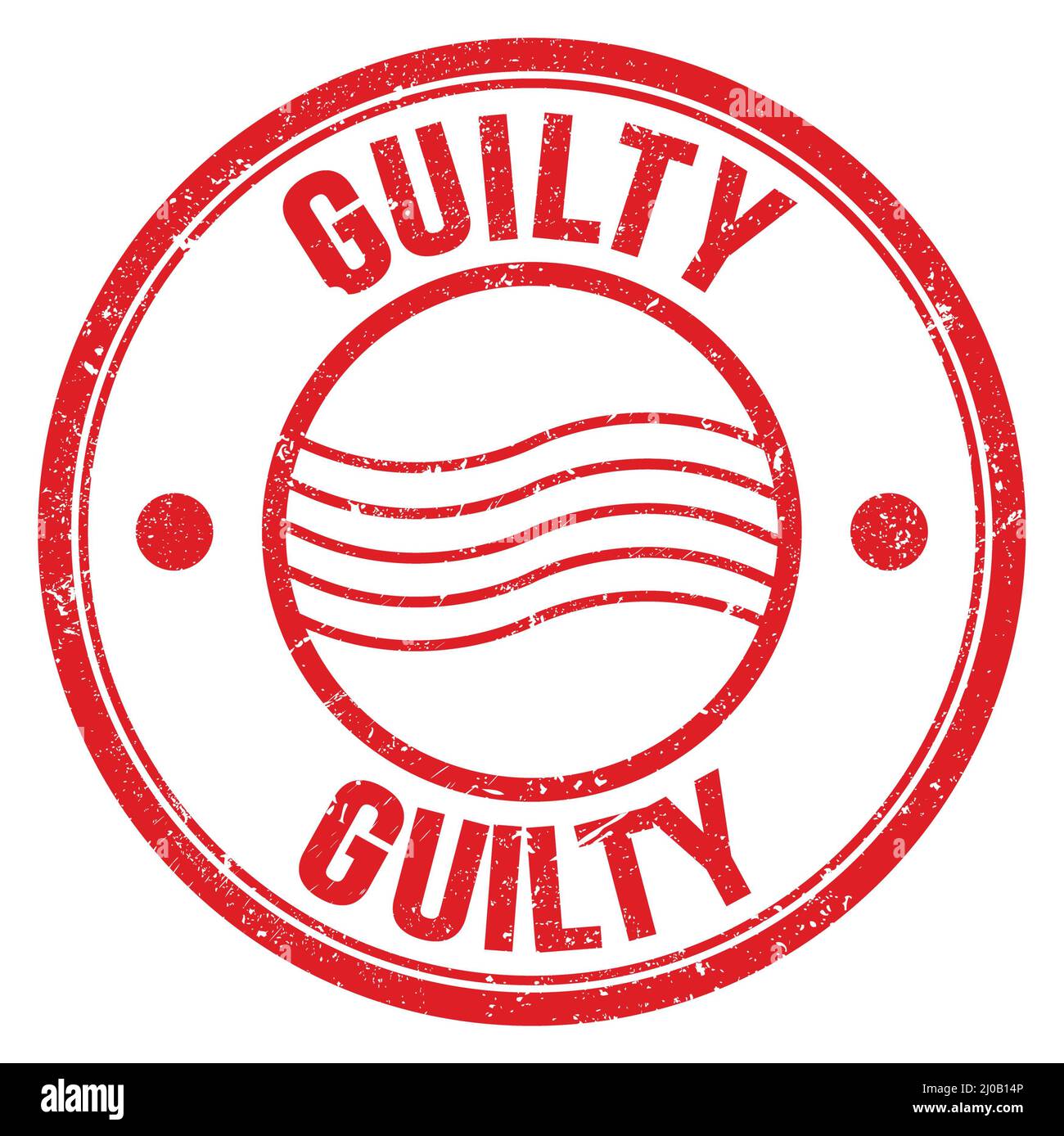 GUILTY word written on red round postal stamp sign Stock Photo - Alamy