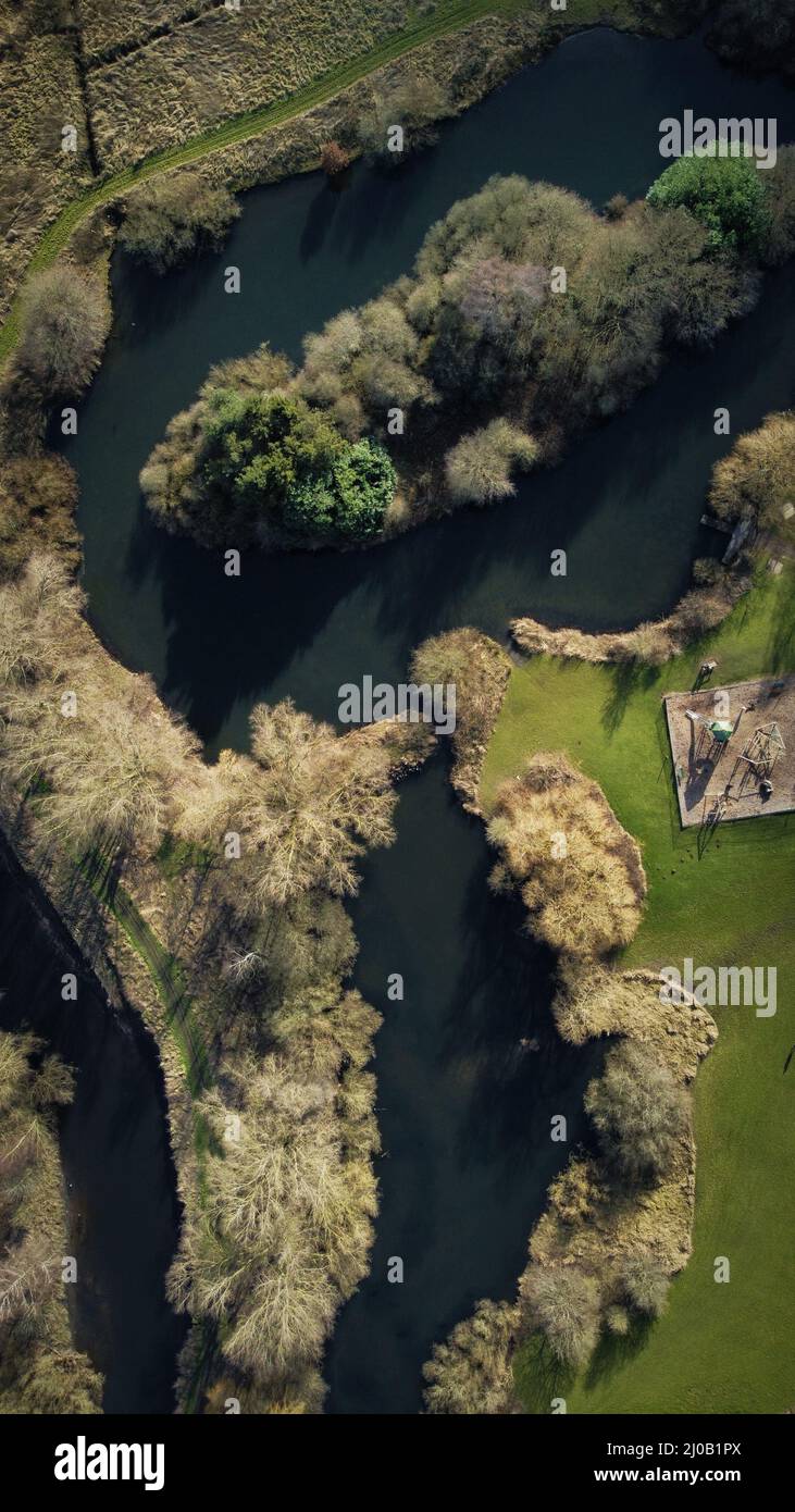 Aerial view of a river in countryside Stock Photo - Alamy