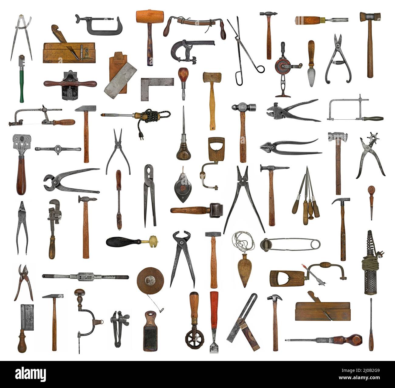 Vintage tools collage Stock Photo - Alamy