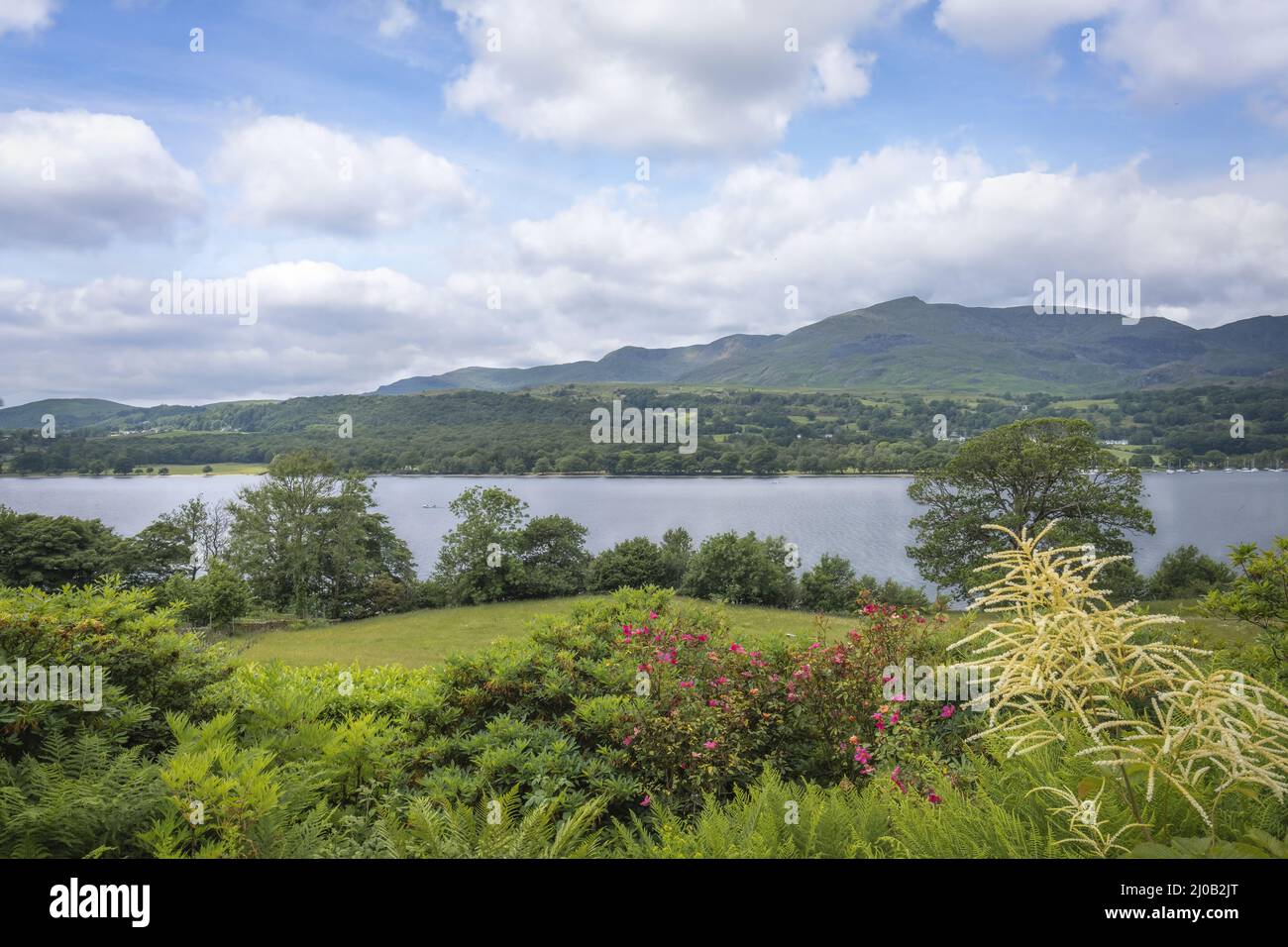 A tranquil landscape of third-largest lake - Coniston Water in the ...
