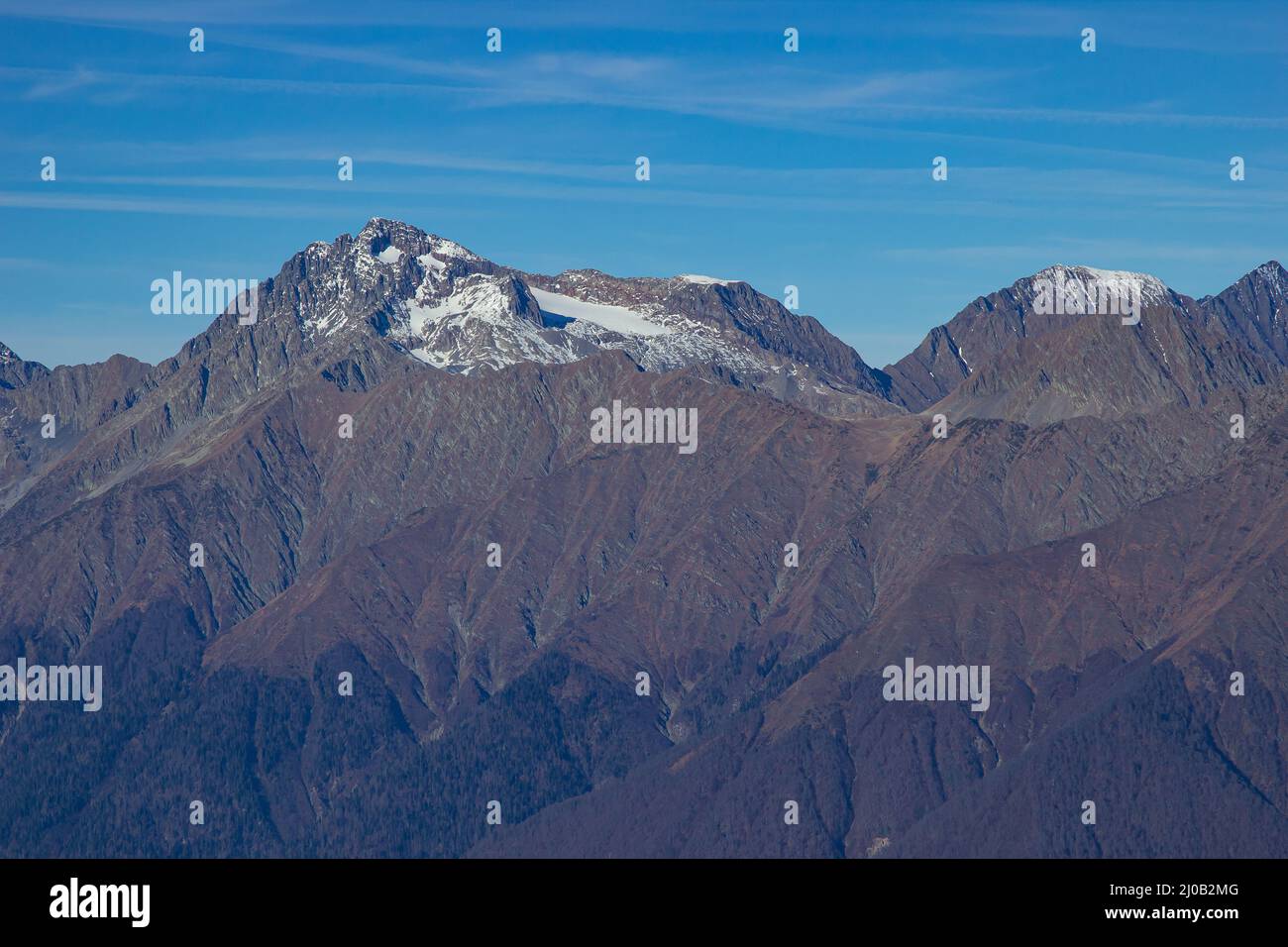 Landscapes in the mountains near Sochi in Russia. High mountain peaks ...