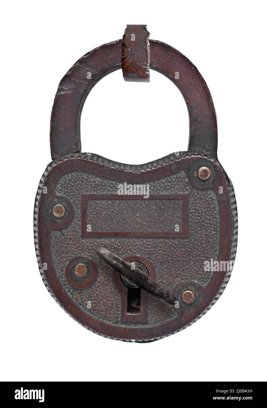 Vintage copper padlock with key Stock Photo - Alamy