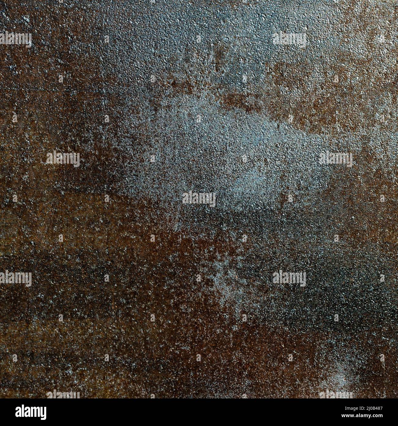 Textured surface of weathered metal with shades of brown and blue ...