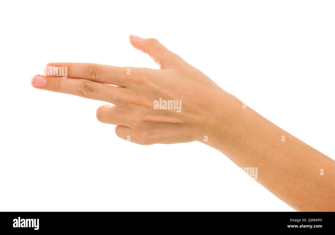 Woman hand touching screen Stock Photo - Alamy