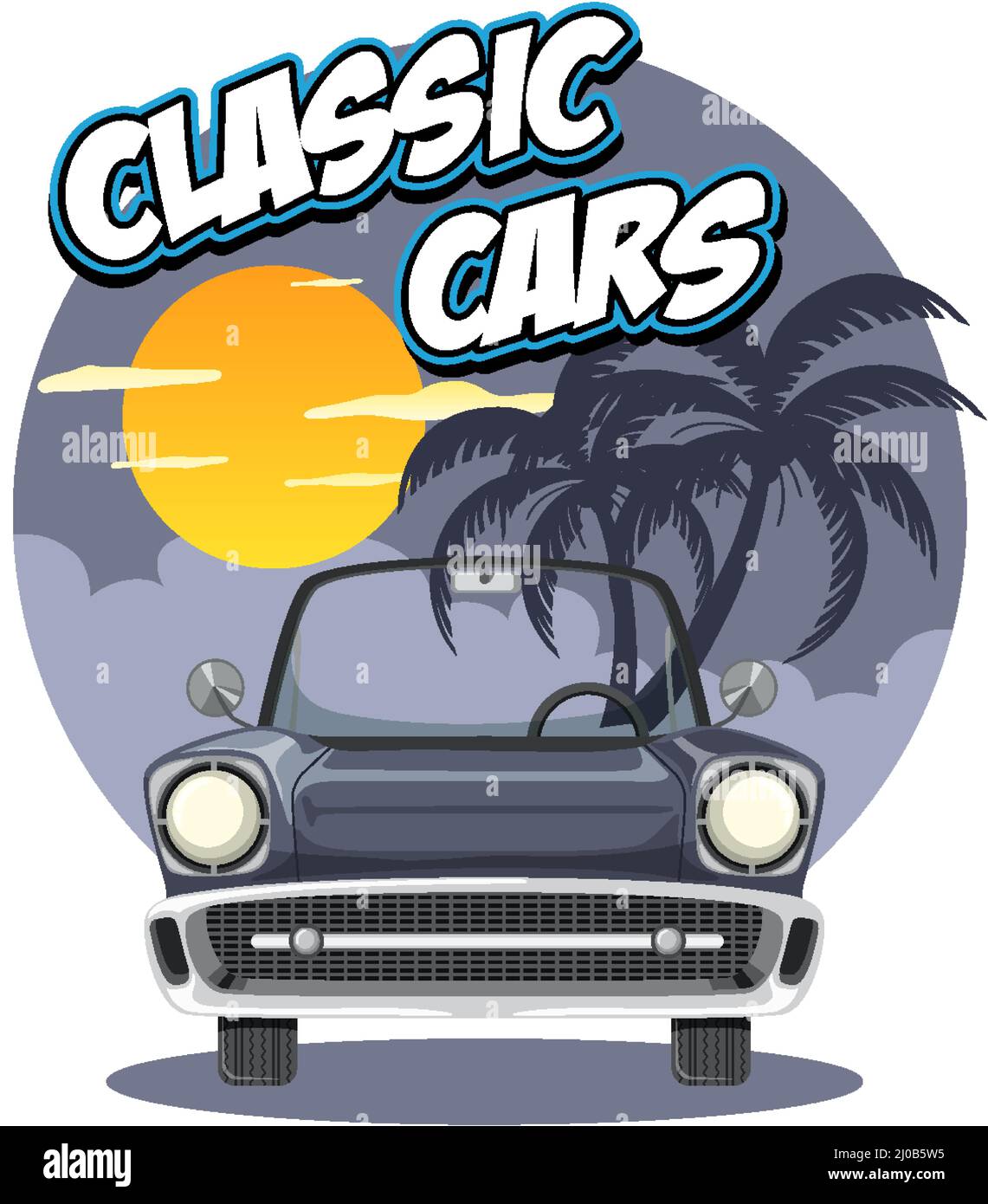 The classic car concept with old car front view illustration Stock ...