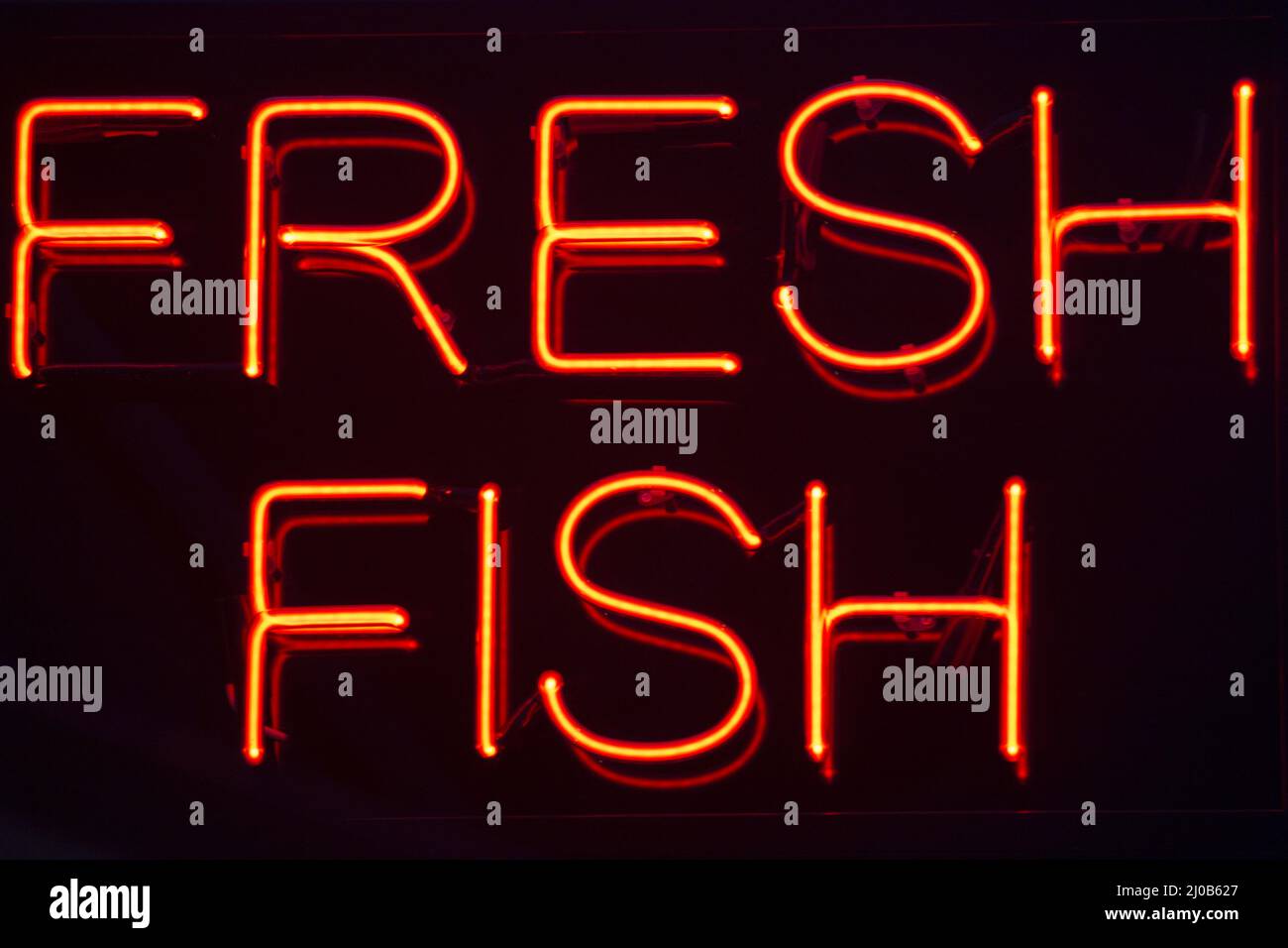 Fresh fish neon sign Stock Photo - Alamy