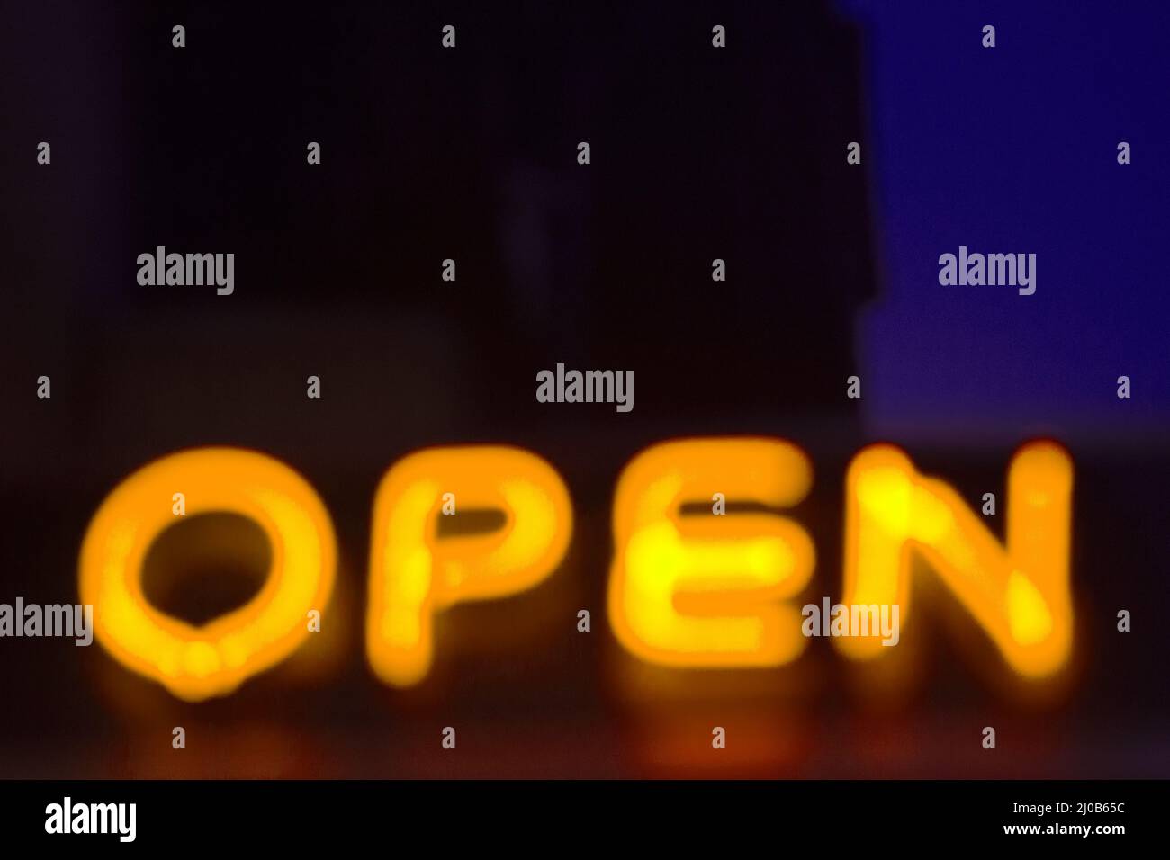 Neon open sign at night Stock Photo - Alamy