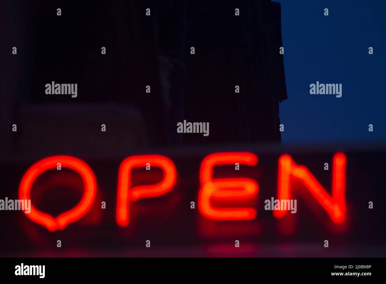 Neon open sign at night Stock Photo - Alamy
