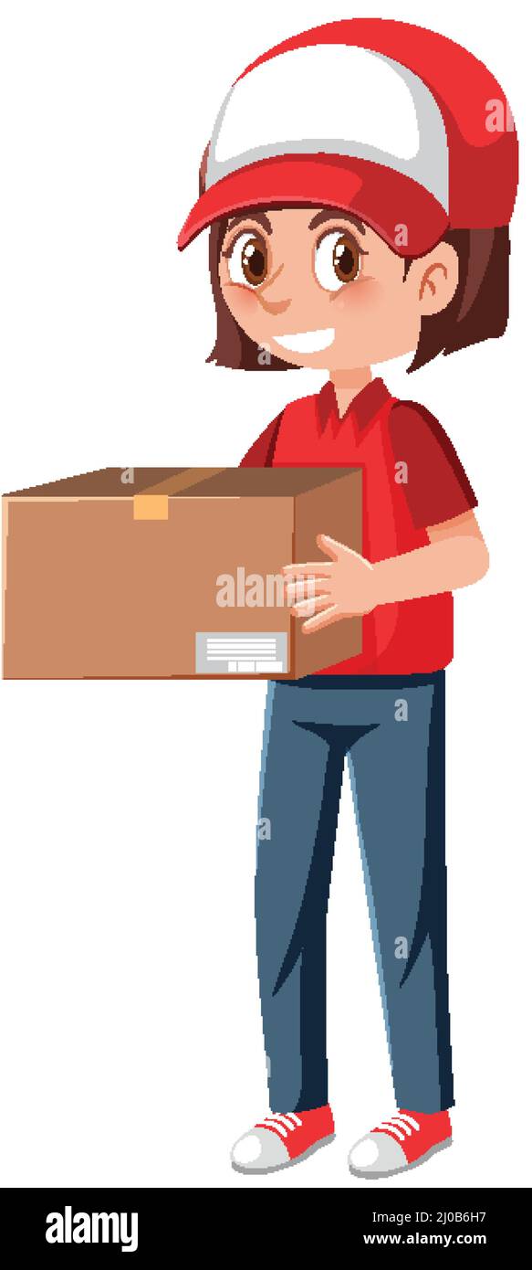 Delivery man cartoon character on white background illustration Stock ...